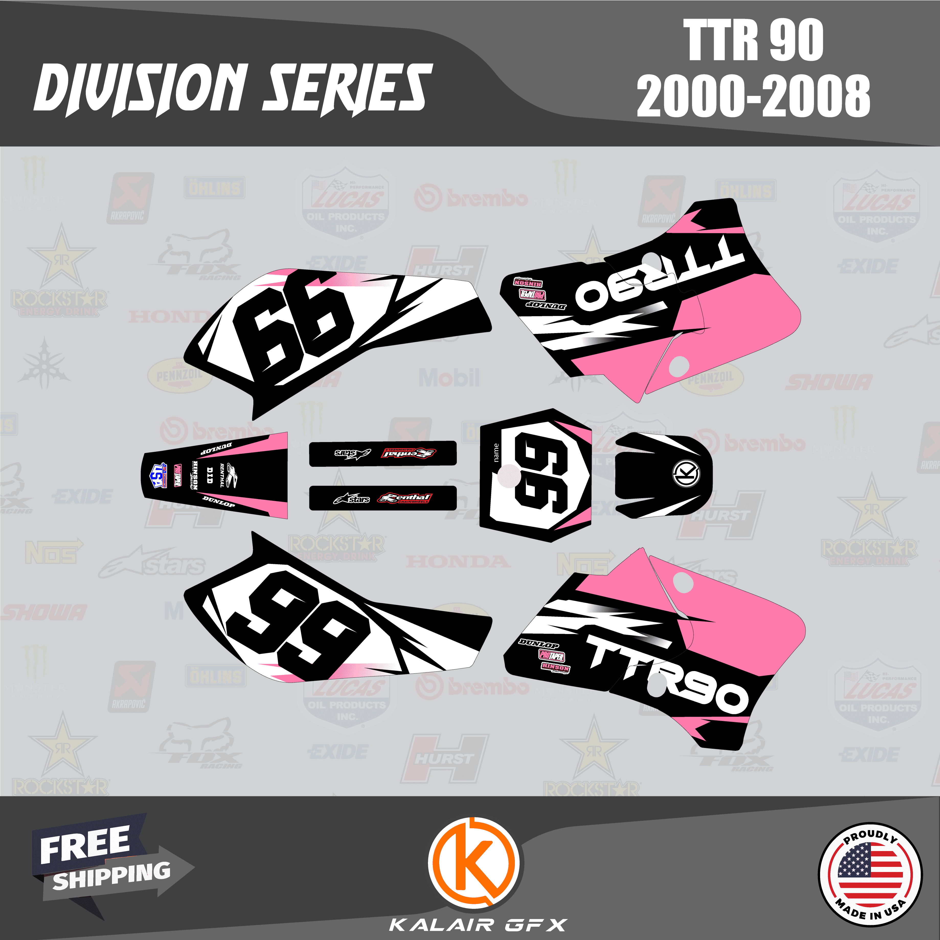 Kalair GFX Graphics Kit for Yamaha TTR90 (2000-2008) Division Series ...