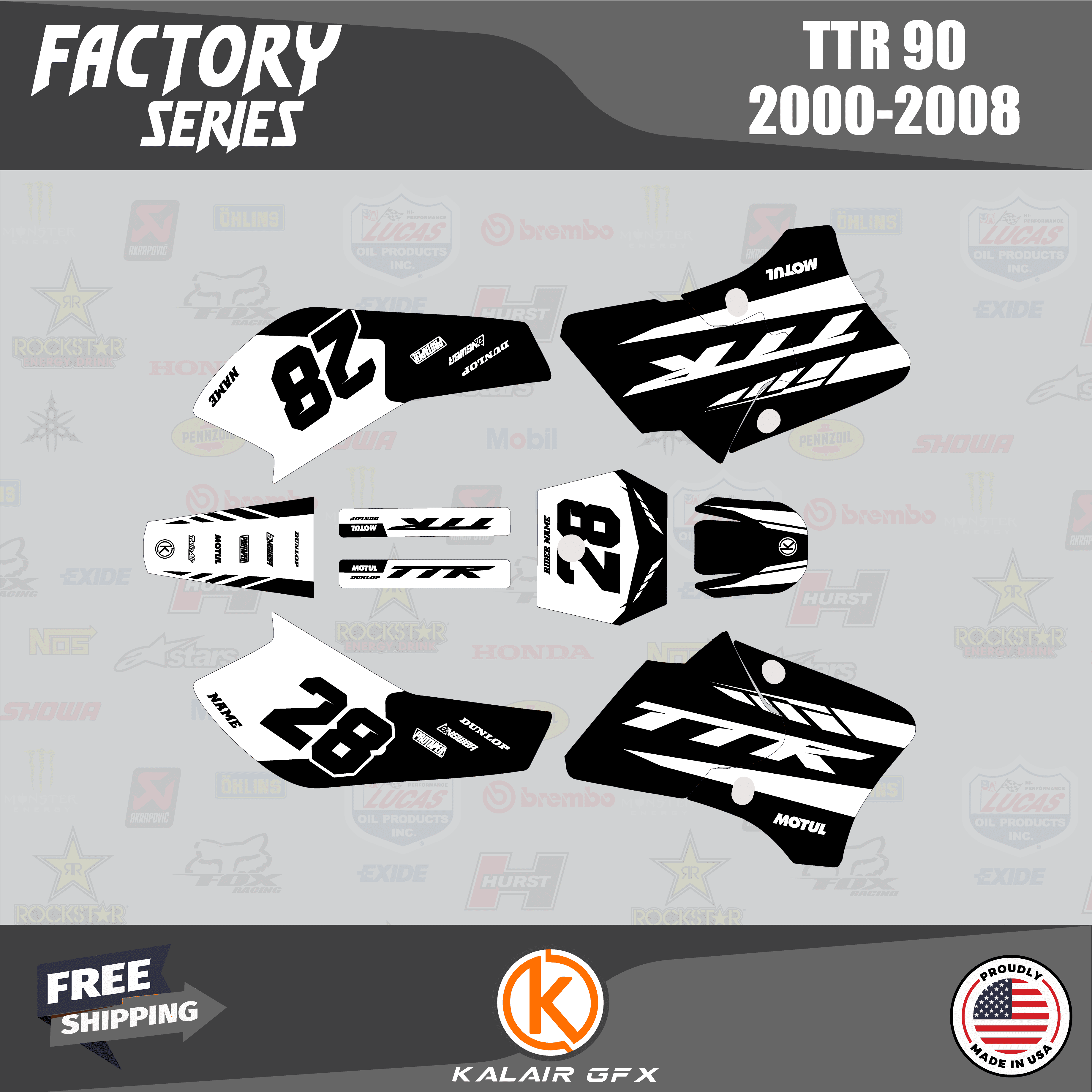 Kalair GFX Graphics Kit for Yamaha TTR90 (2000-2008) Factory Series ...