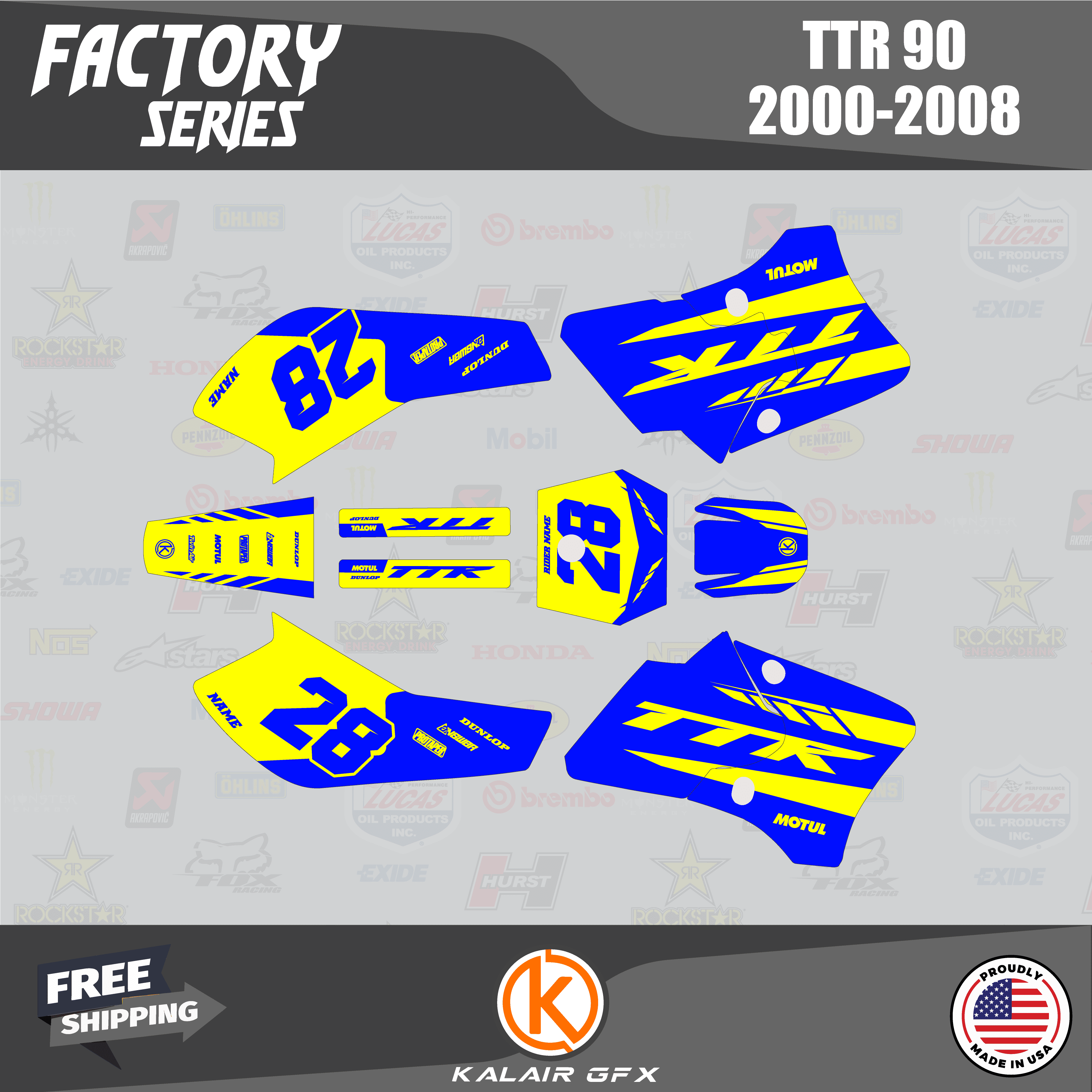 Kalair GFX Graphics Kit for Yamaha TTR90 (2000-2008) Factory Series ...