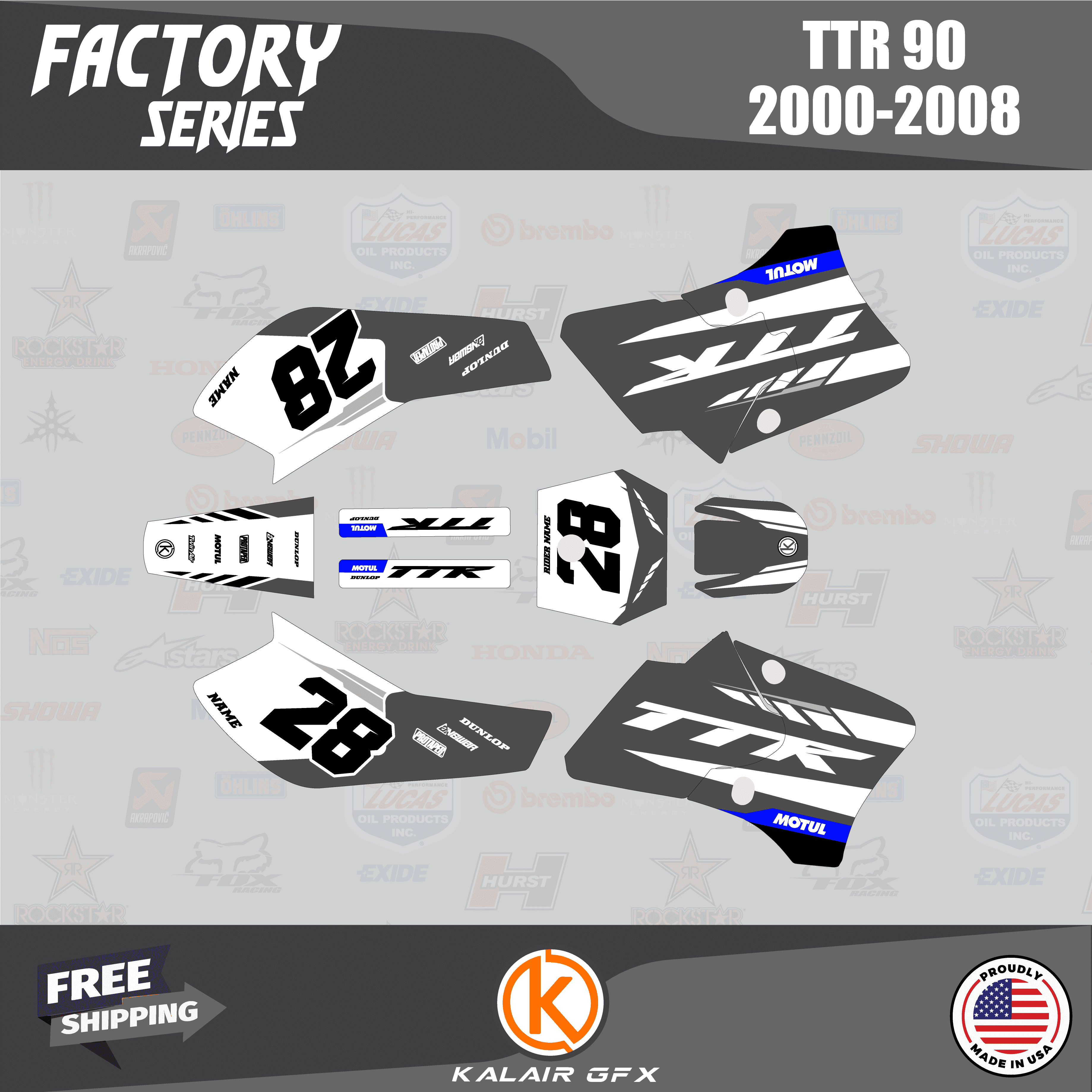 Kalair GFX Graphics Kit for Yamaha TTR90 (2000-2008) Factory Series ...