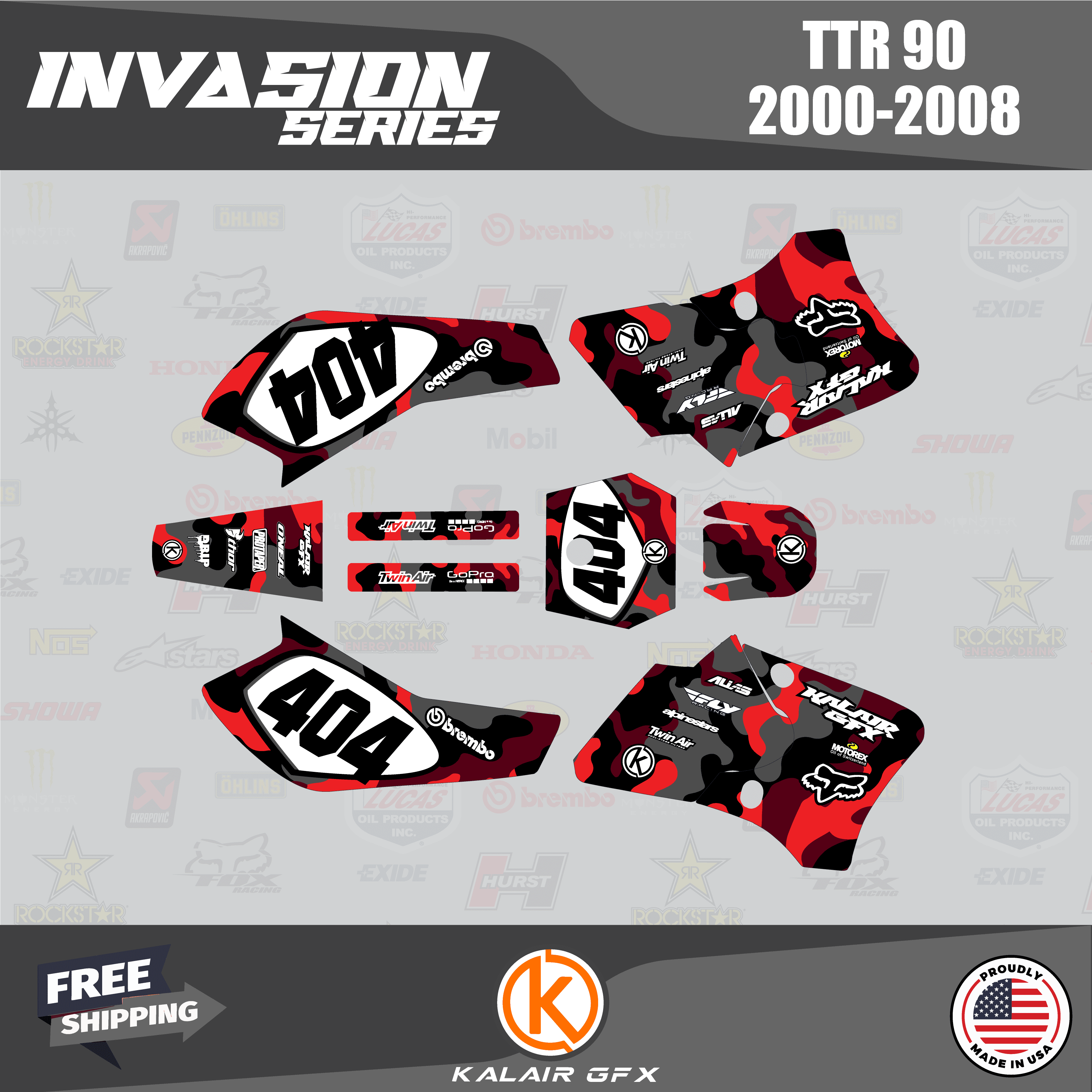 Kalair GFX Graphics Kit for Yamaha TTR90 (2000-2008) Invasion Series ...