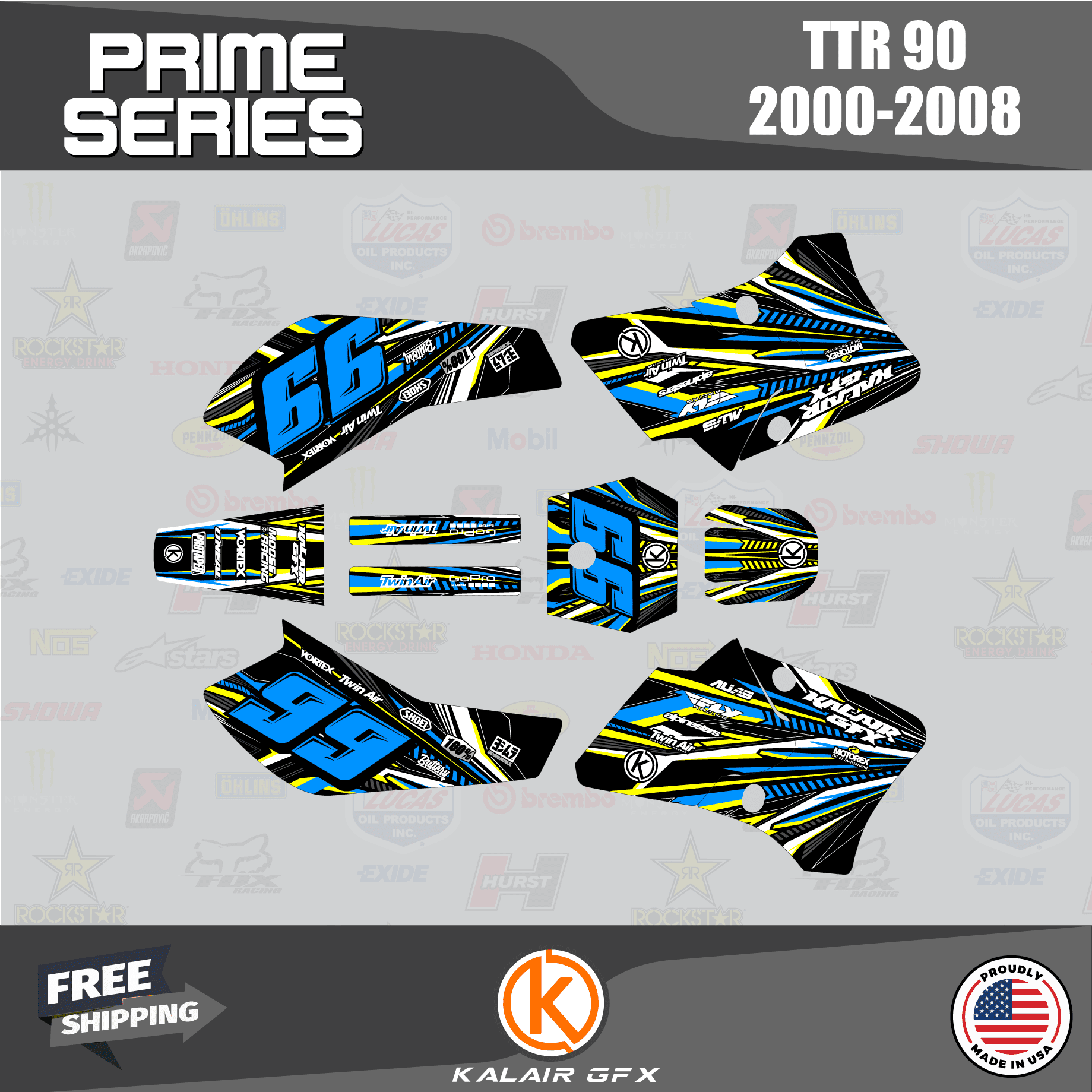 Kalair GFX Graphics Kit for Yamaha TTR90 (2000-2008) Prime Series ...