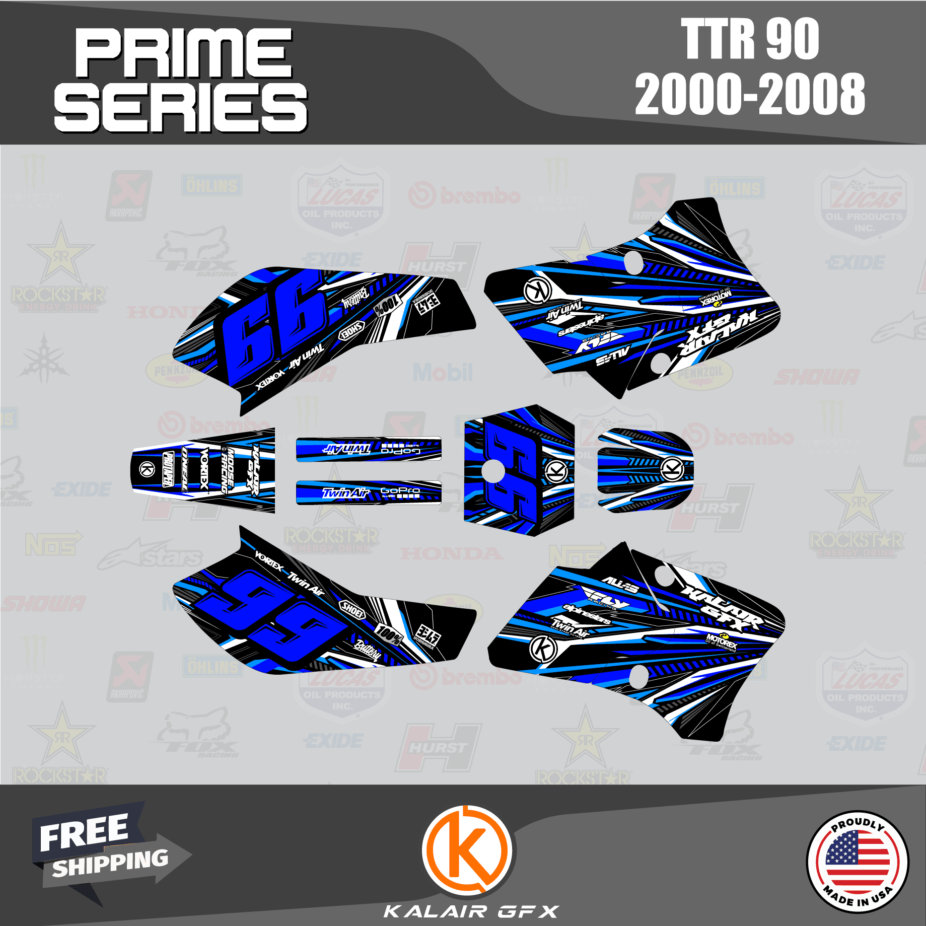 Kalair GFX Graphics Kit for Yamaha TTR90 (2000-2008) Prime Series ...