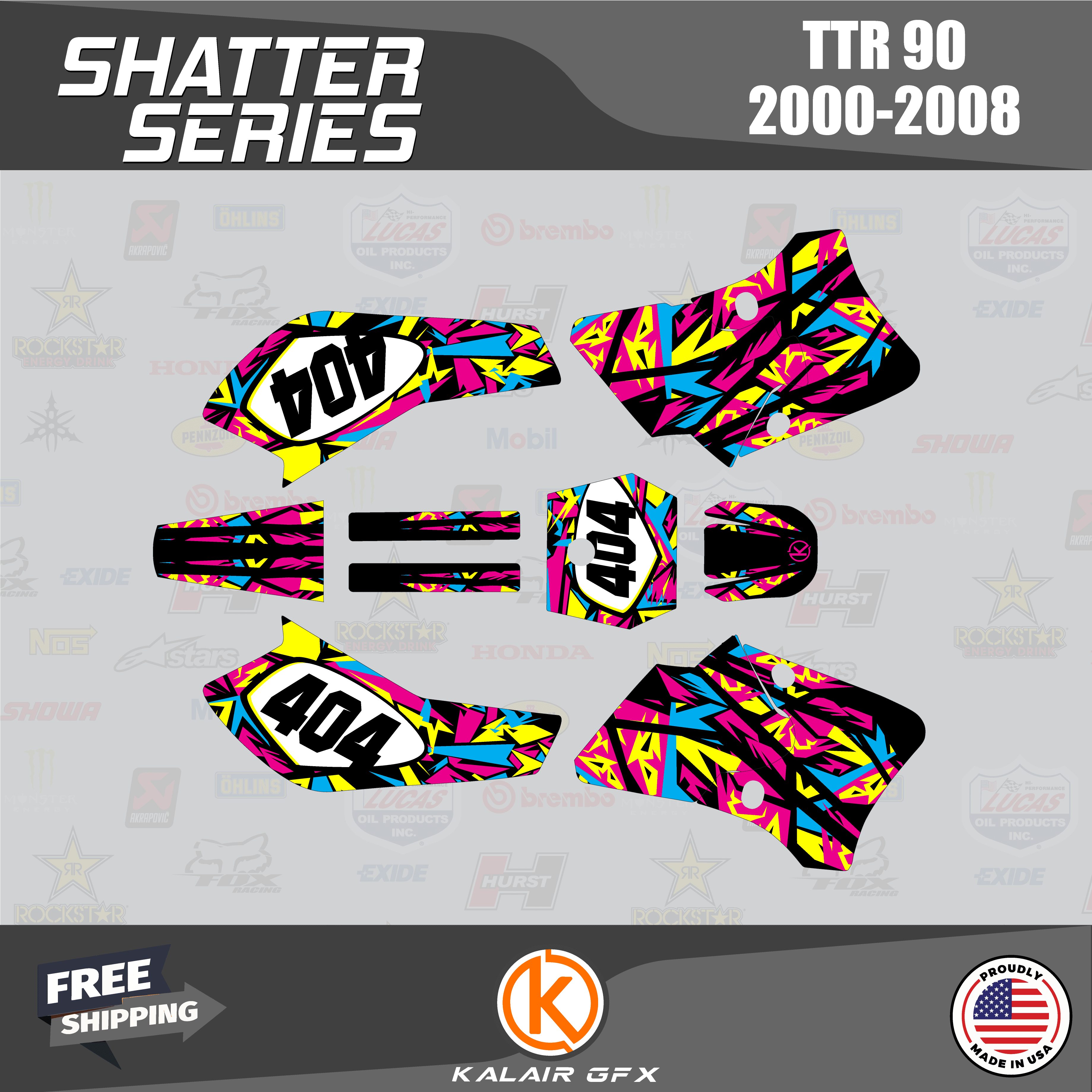 Kalair GFX Graphics Kit for Yamaha TTR90 (2000-2008) Shatter Series ...