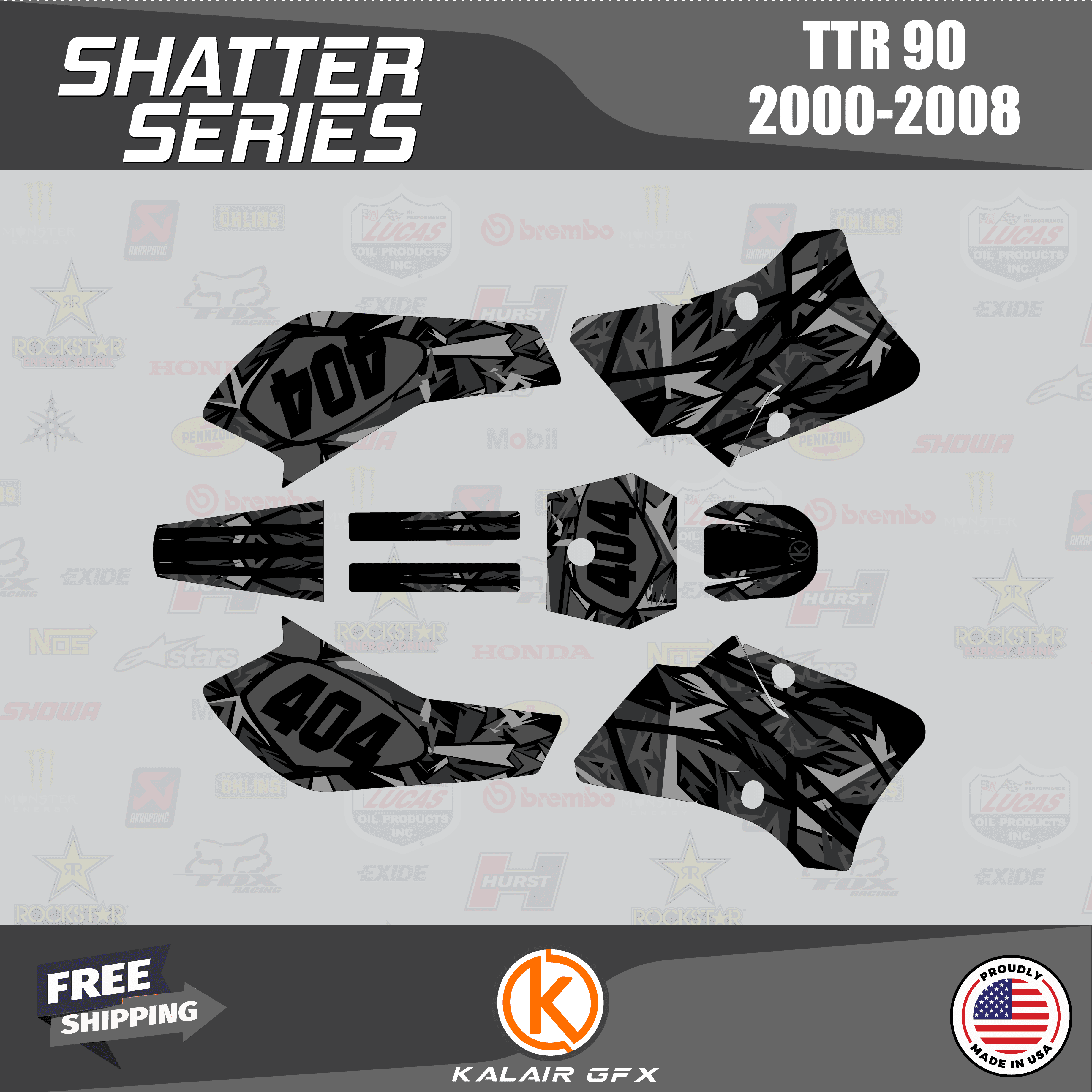 Kalair GFX Graphics Kit for Yamaha TTR90 (2000-2008) Shatter Series ...