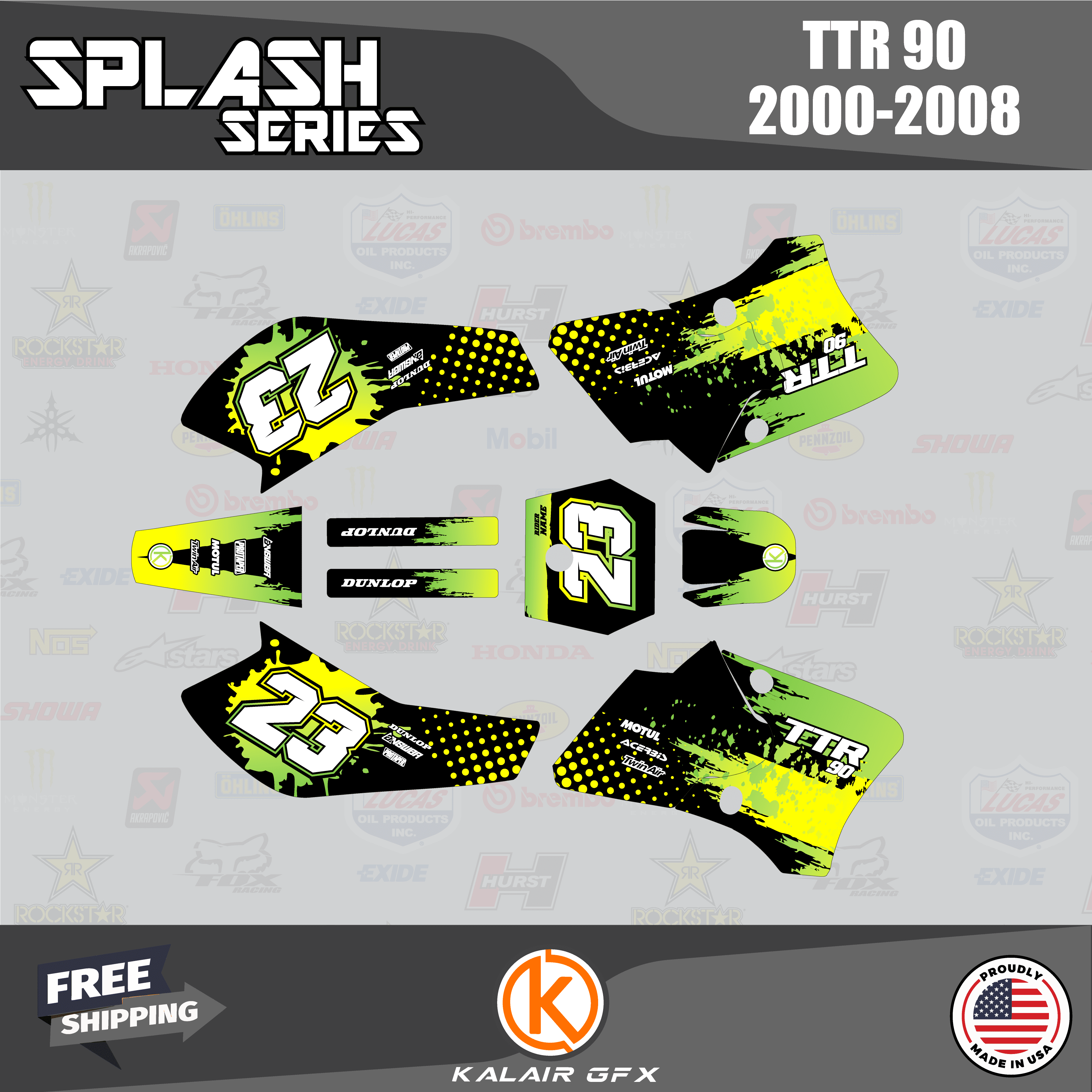 Kalair GFX Graphics Kit for Yamaha TTR90 (2000-2008) Splash Series ...