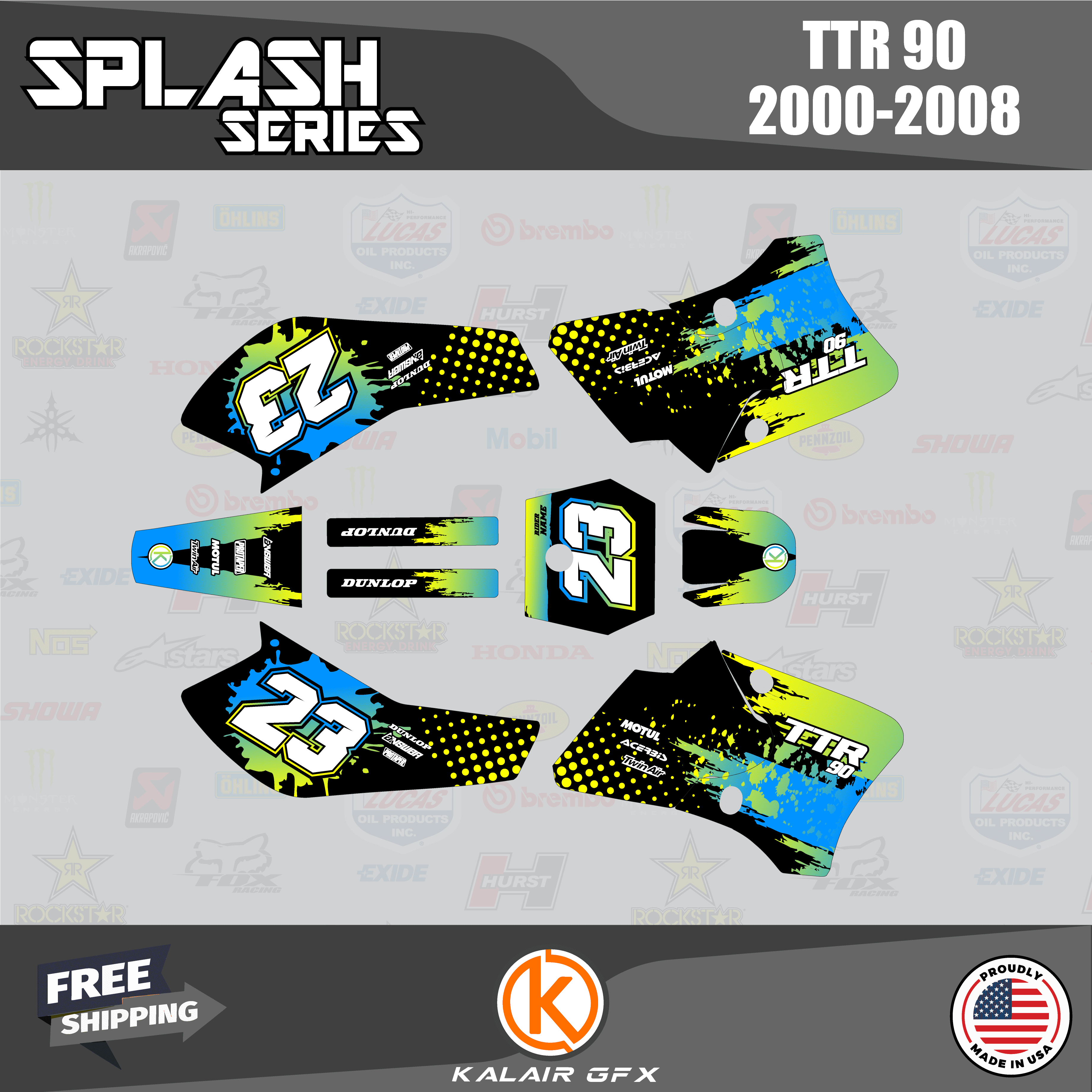 Kalair GFX Graphics Kit for Yamaha TTR90 (2000-2008) Splash Series ...