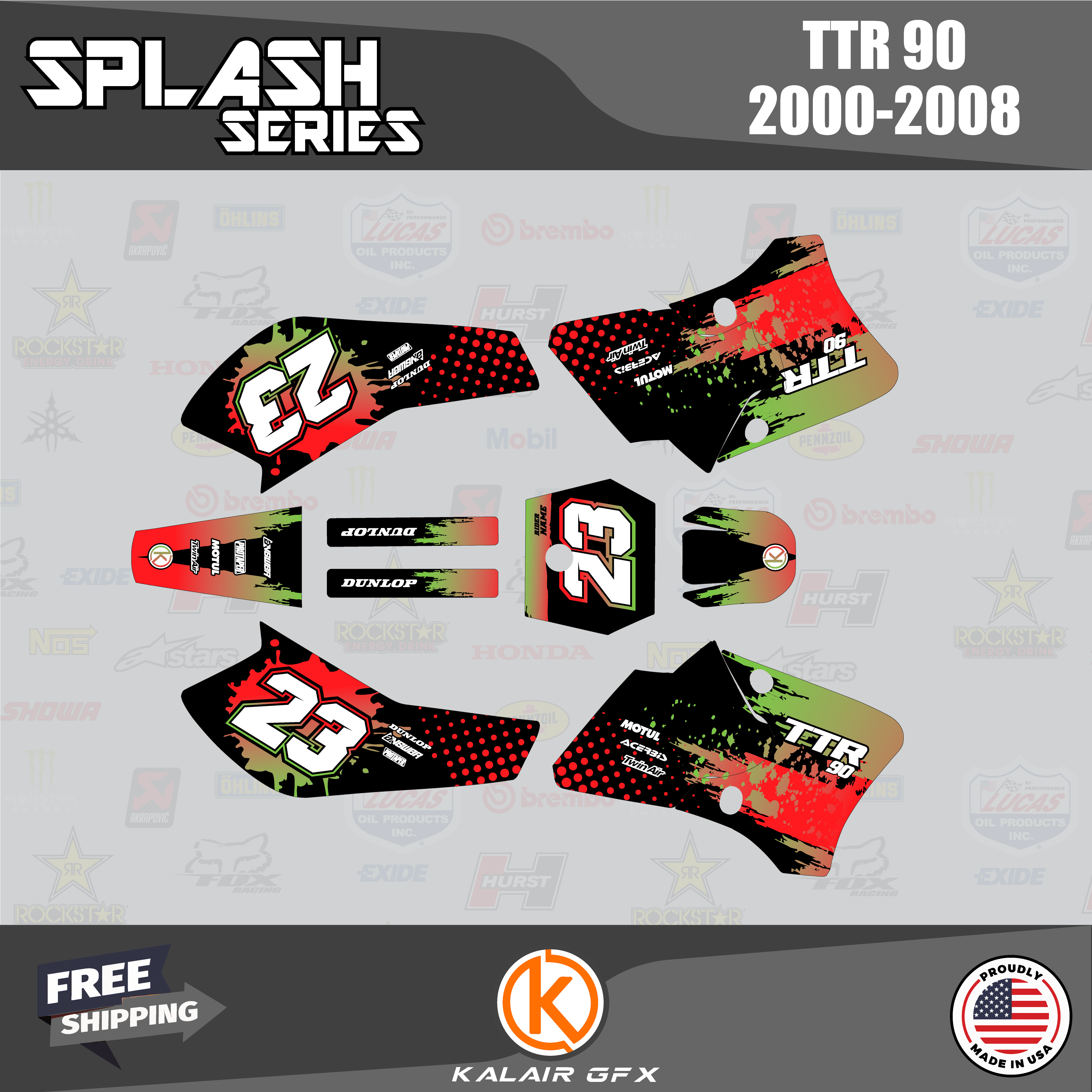 Kalair GFX Graphics Kit for Yamaha TTR90 (2000-2008) Splash Series ...