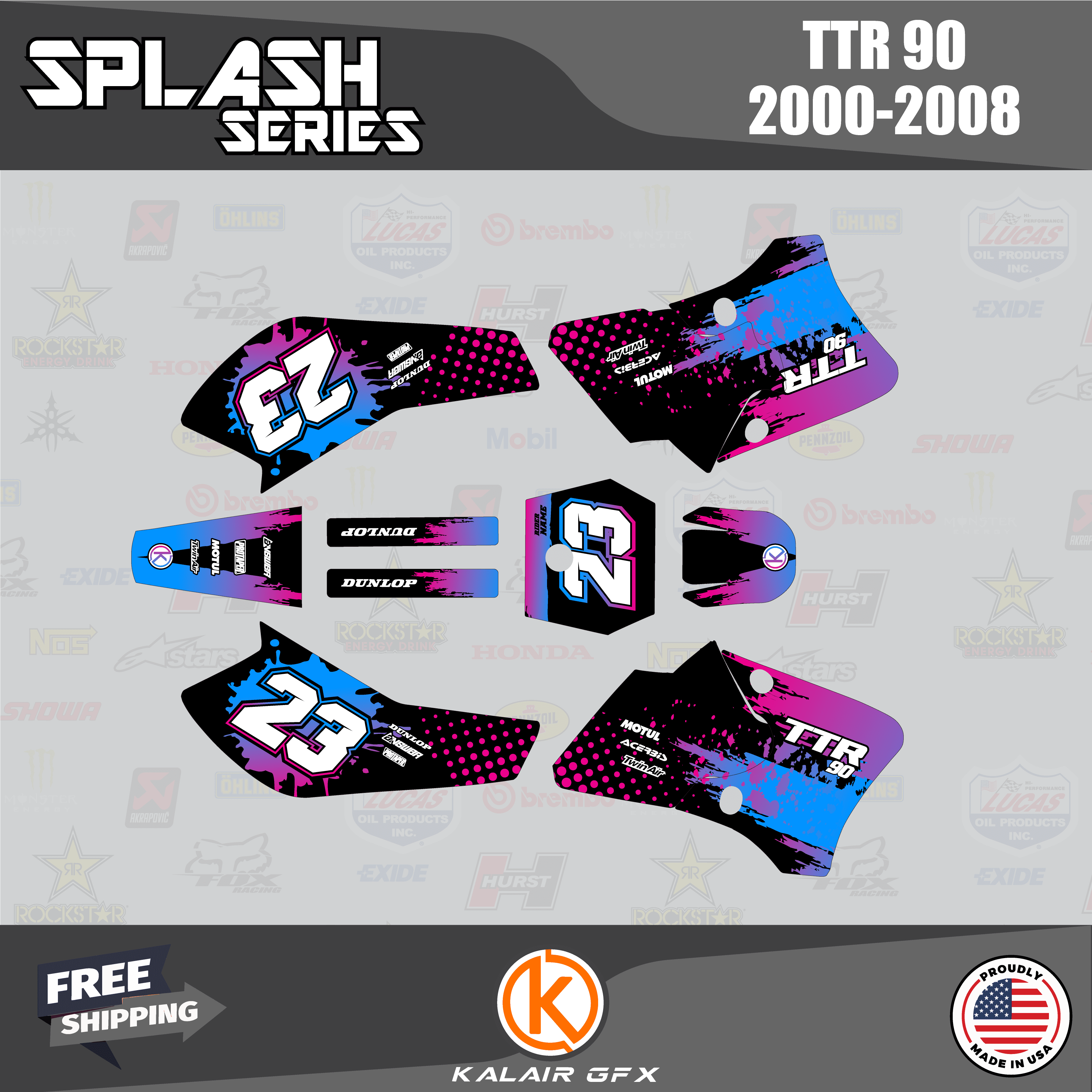 Kalair GFX Graphics Kit for Yamaha TTR90 (2000-2008) Splash Series ...