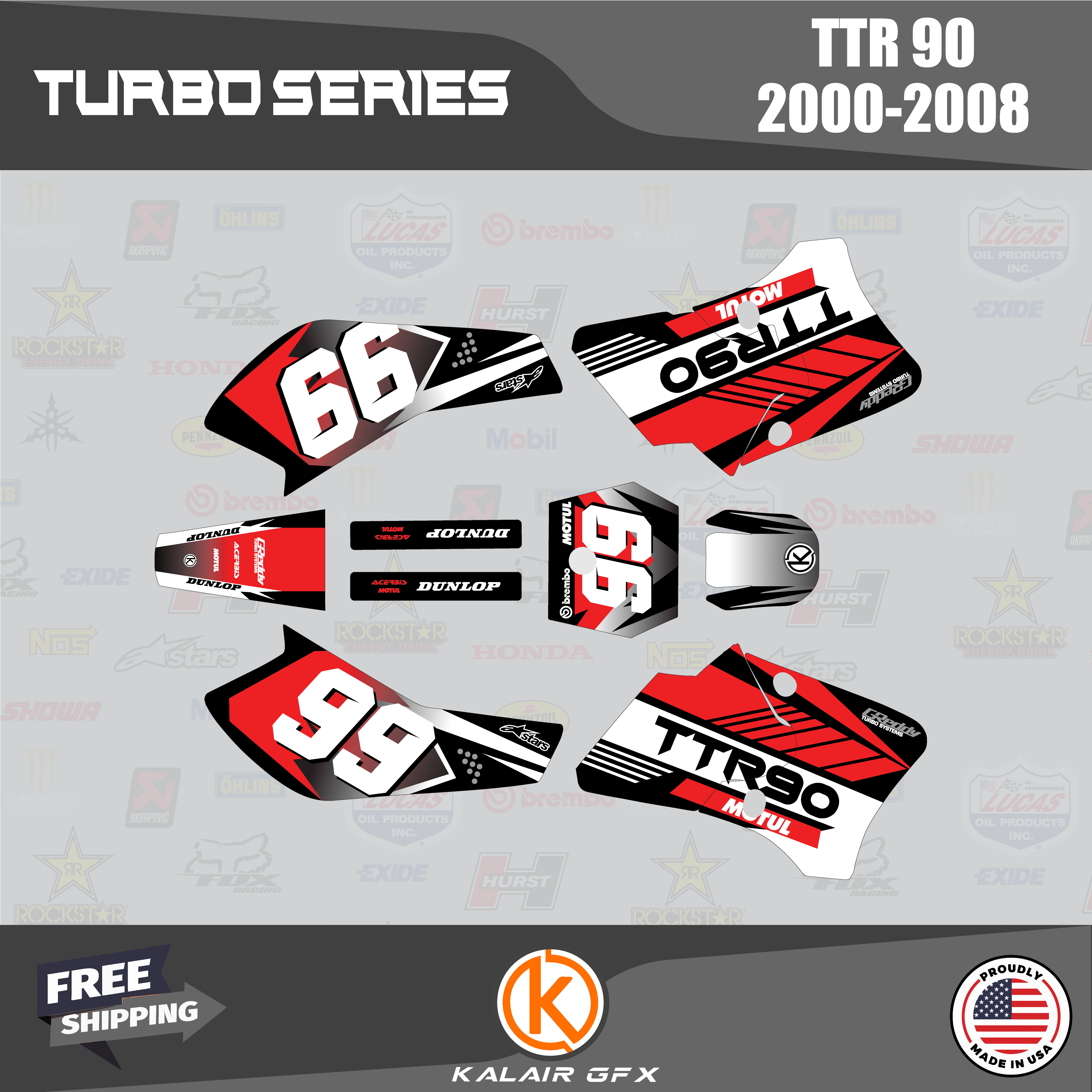 Kalair GFX Graphics Kit for Yamaha TTR90 (2000-2008) Turbo Series ...