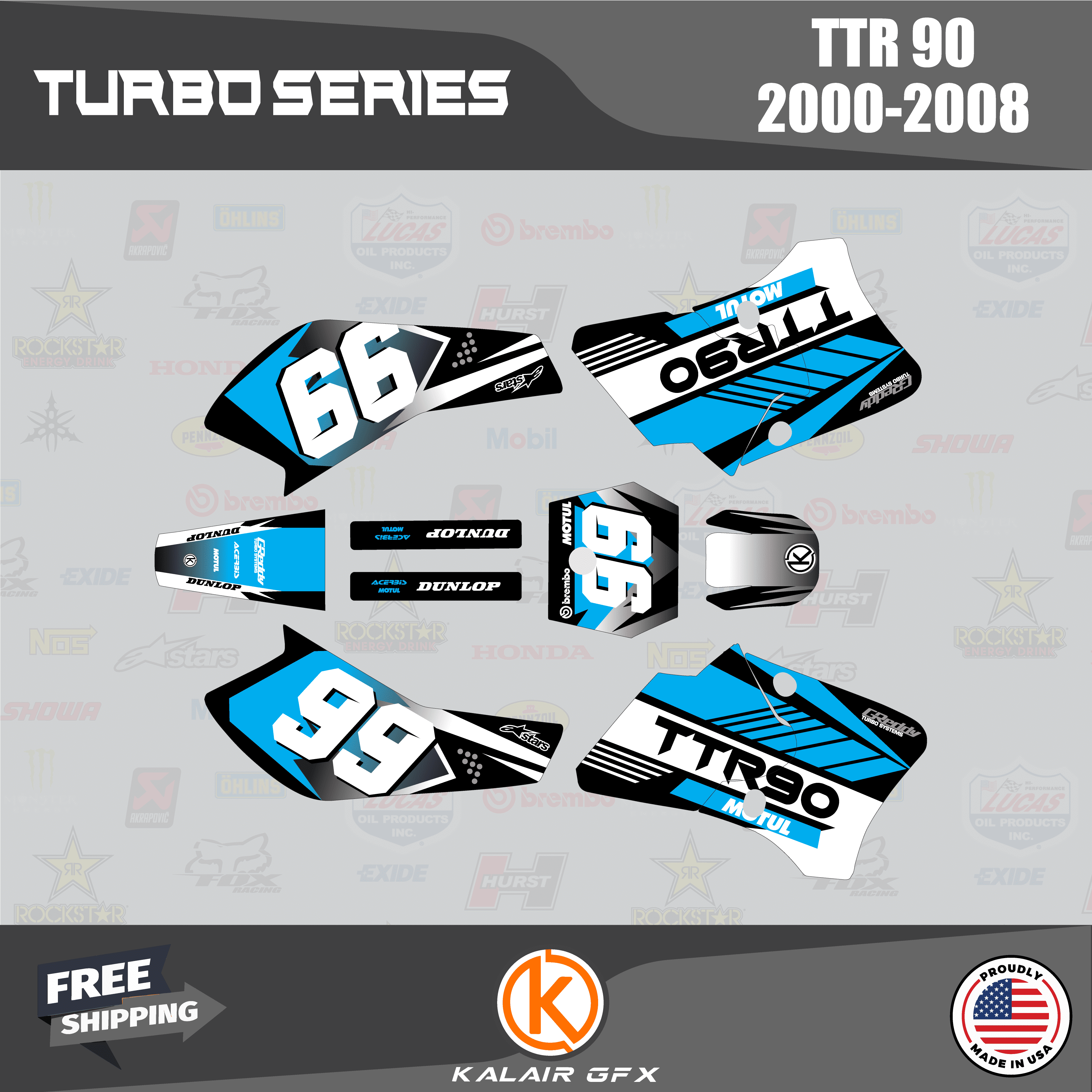 Kalair GFX Graphics Kit for Yamaha TTR90 (2000-2008) Turbo Series ...