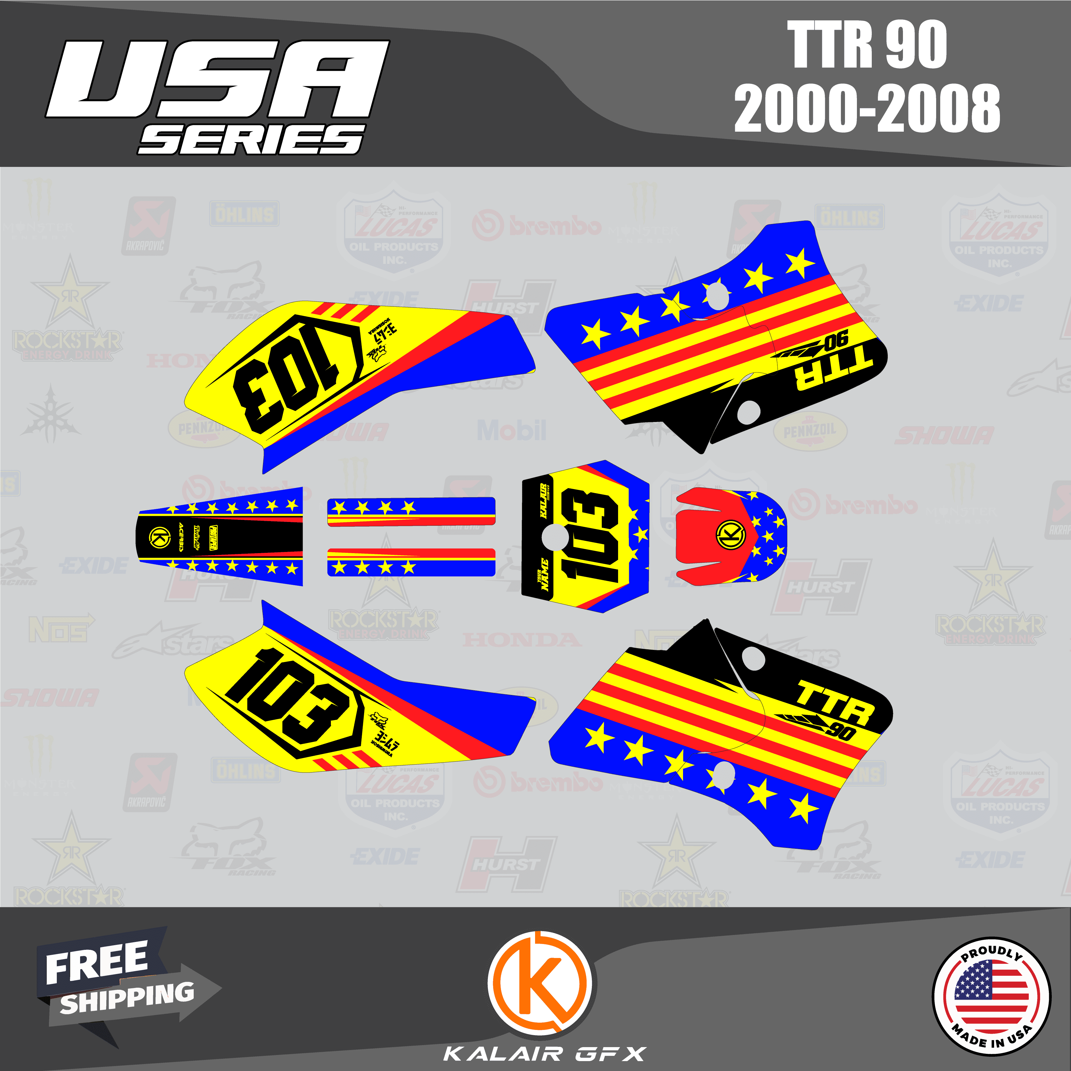 Kalair GFX Graphics Kit for Yamaha TTR90 (2000-2008) Usa Series ...