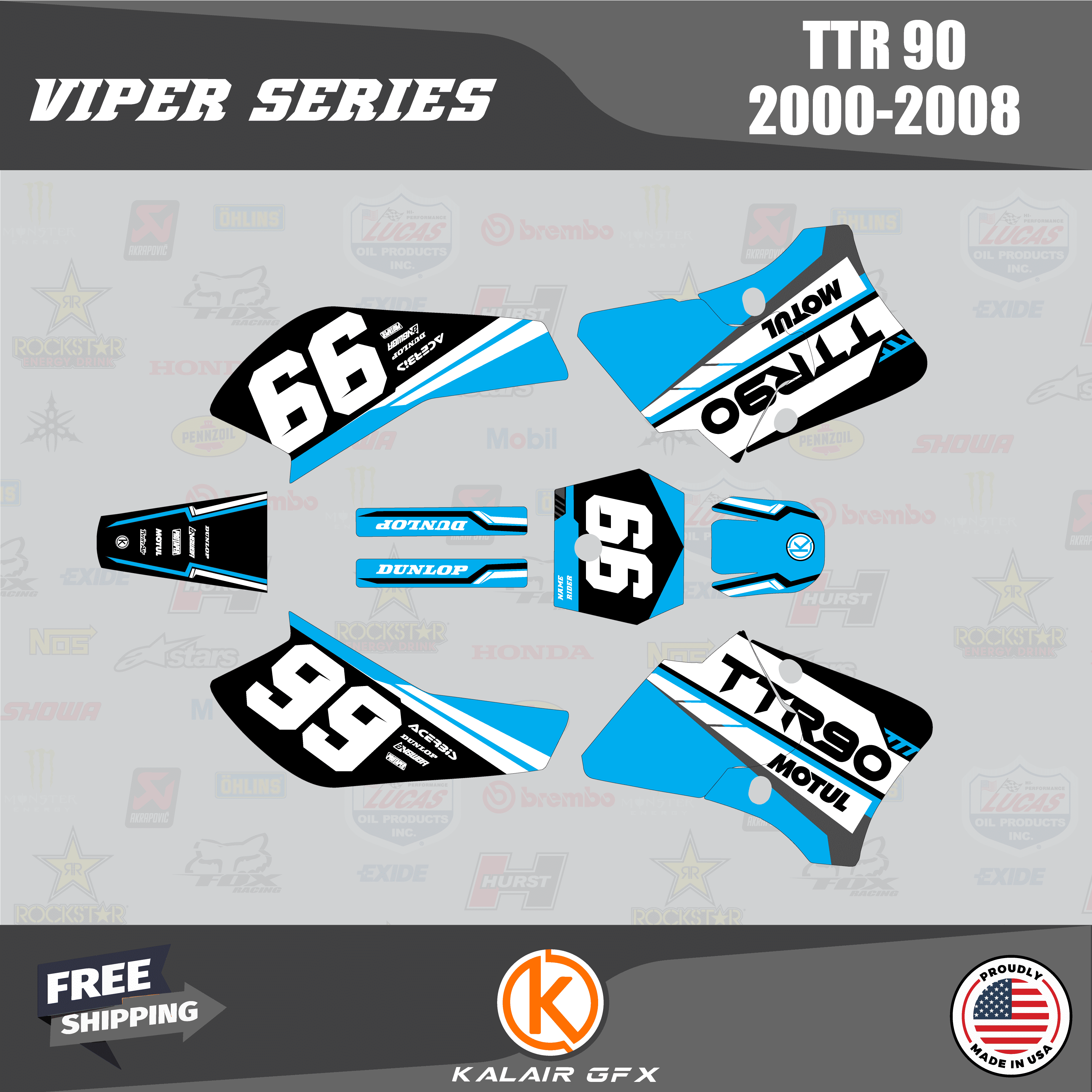 Kalair GFX Graphics Kit for Yamaha TTR90 (2000-2008) Viper Series ...