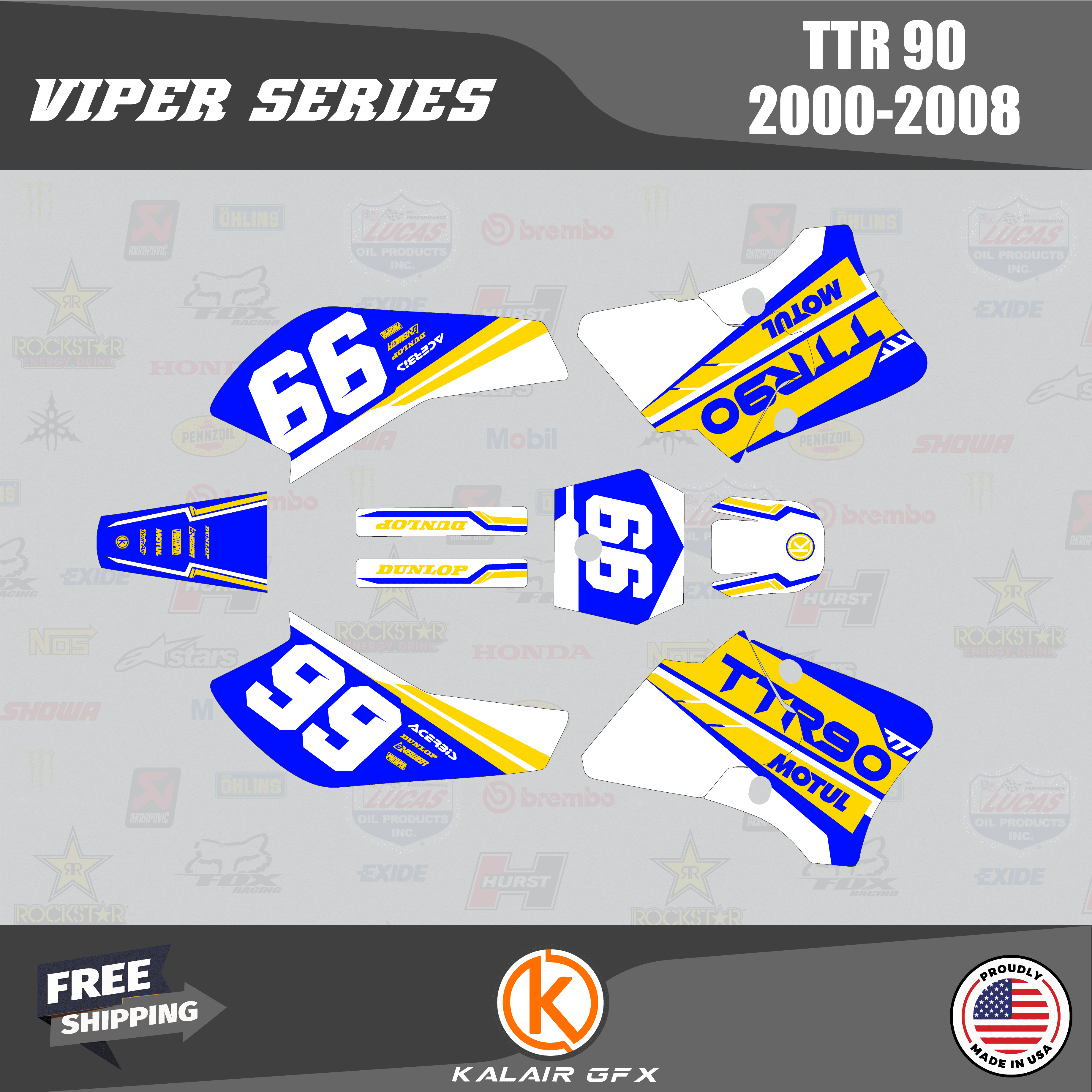 Kalair GFX Graphics Kit for Yamaha TTR90 (2000-2008) Viper Series ...