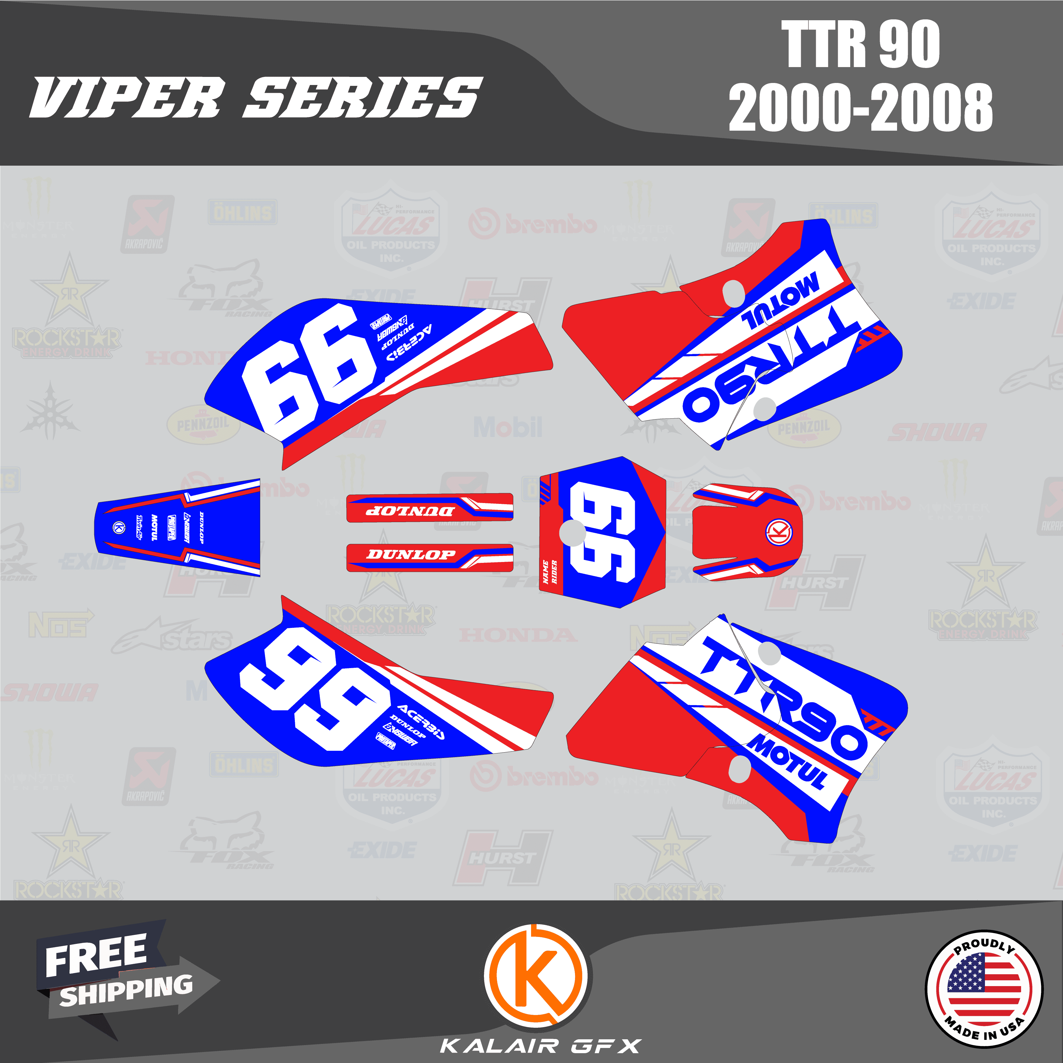 Kalair GFX Graphics Kit for Yamaha TTR90 (2000-2008) Viper Series ...