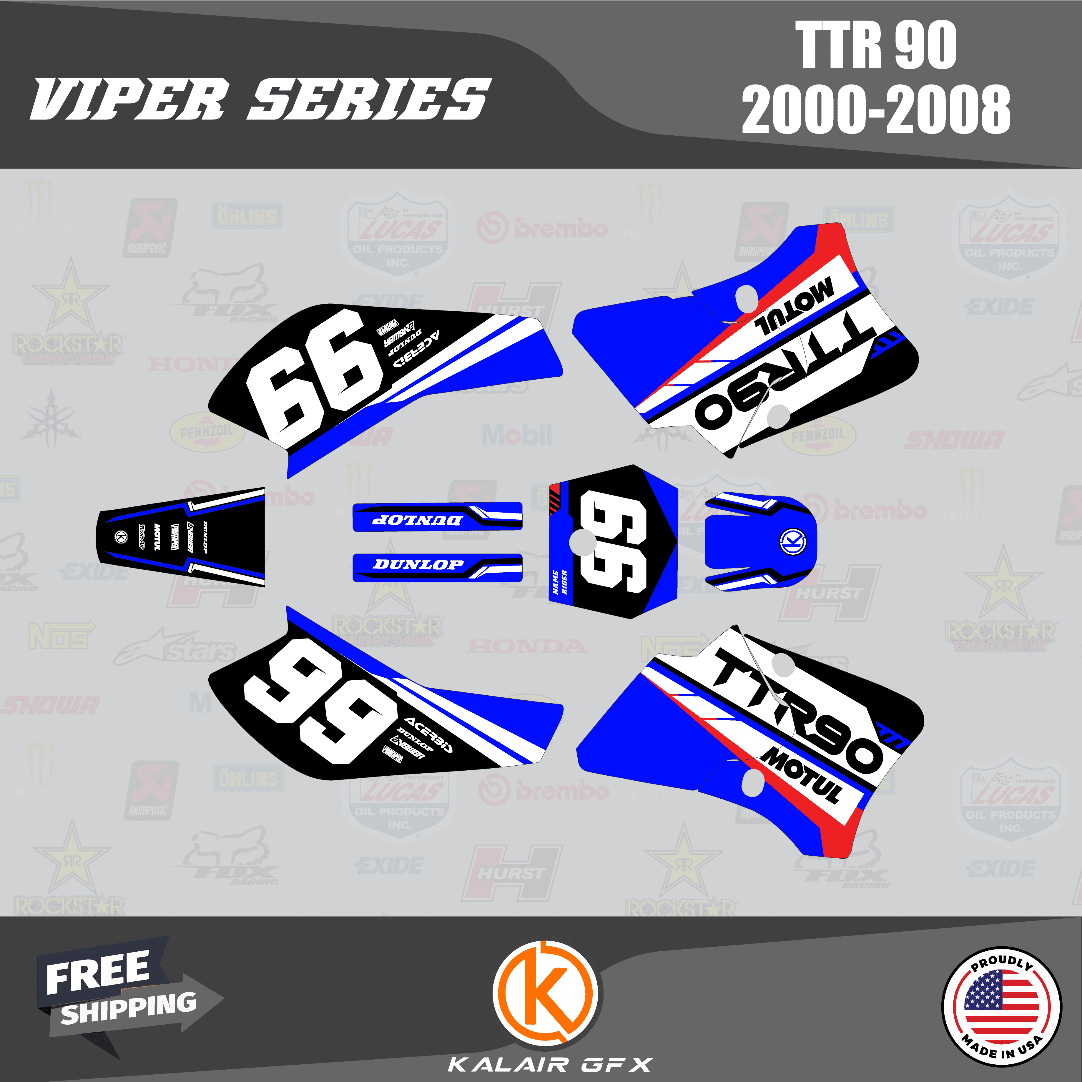 Kalair GFX Graphics Kit for Yamaha TTR90 (2000-2008) Viper Series ...