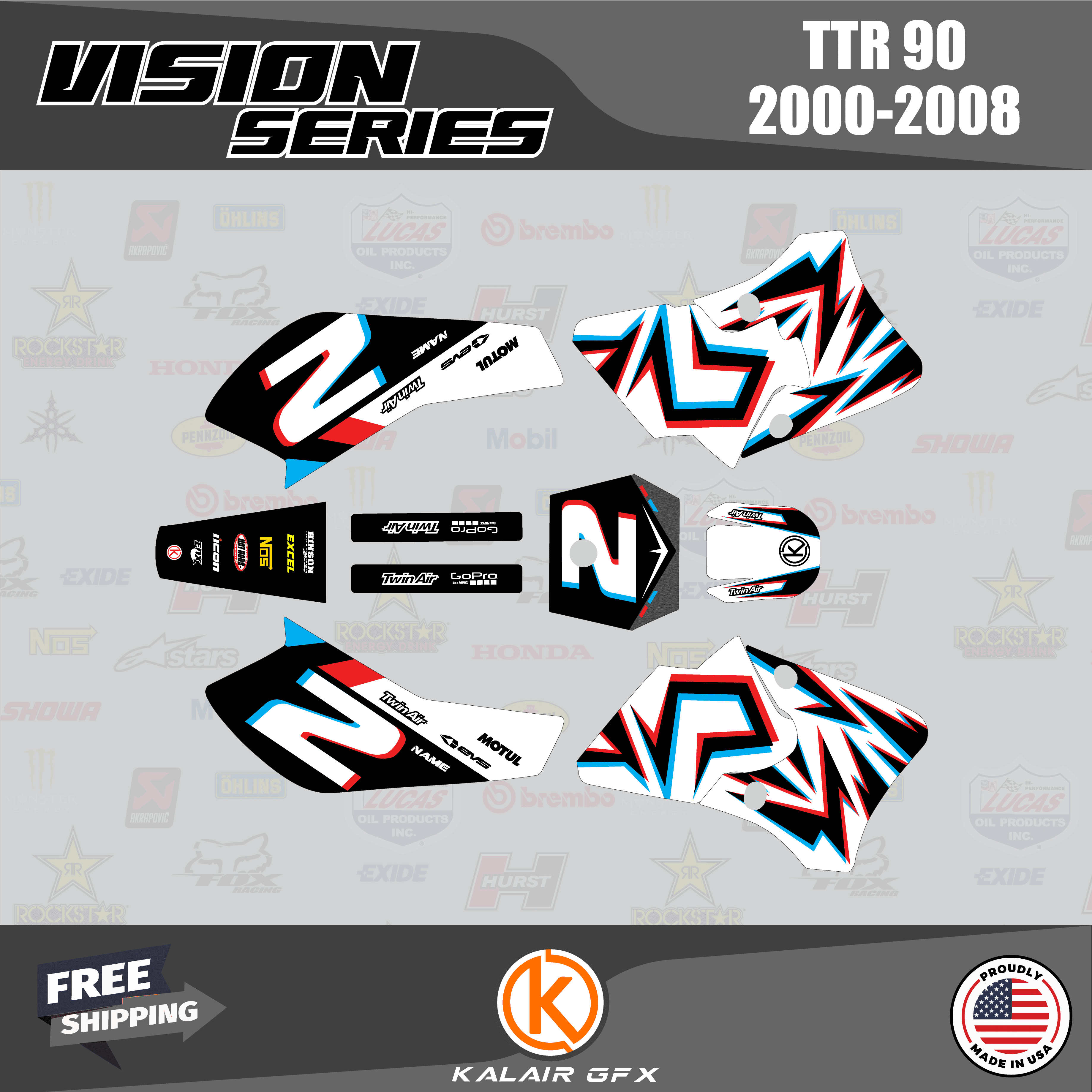 Kalair GFX Graphics Kit for Yamaha TTR90 (2000-2008) Vision Series ...