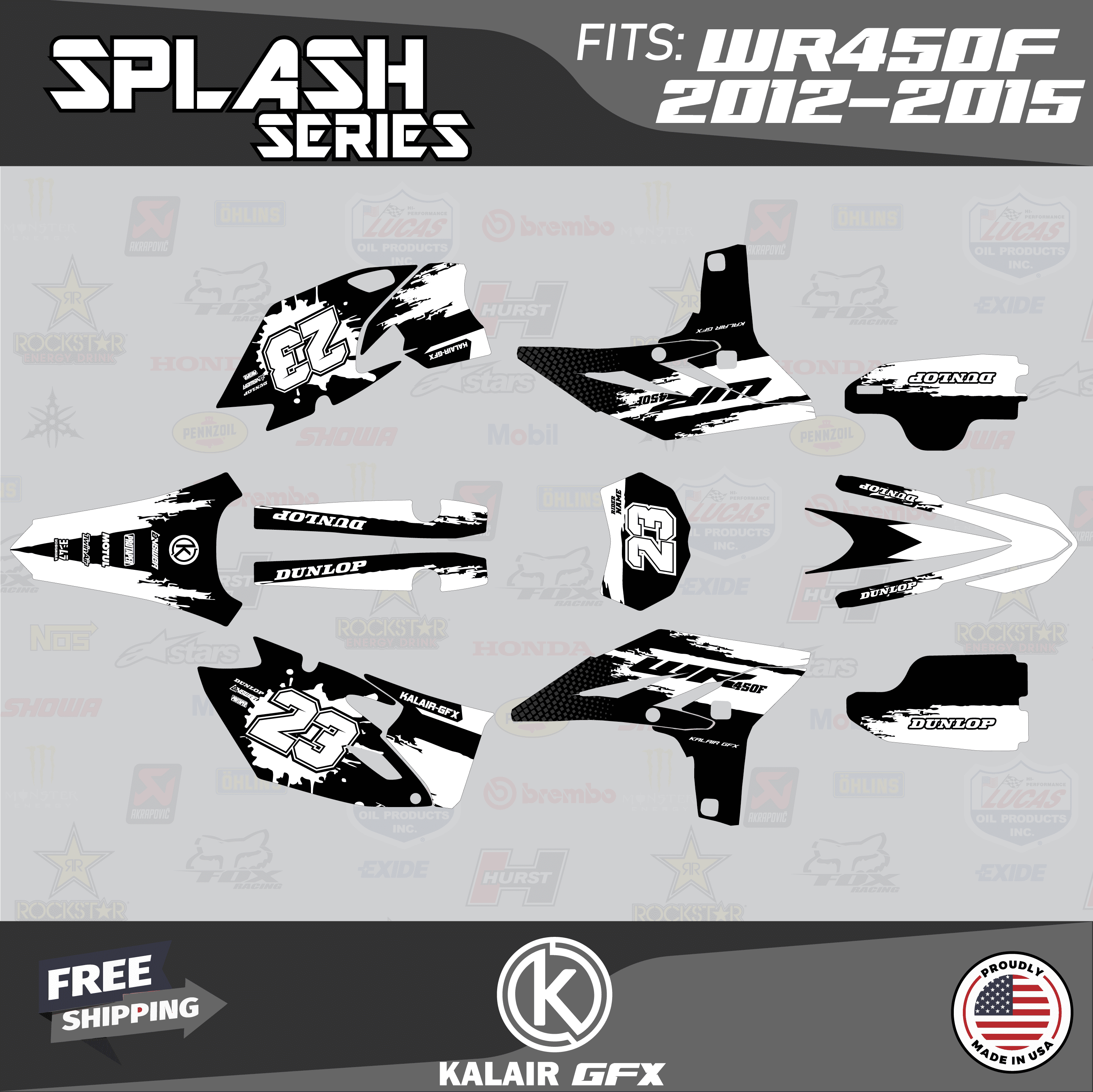 Kalair GFX Graphics Kit for Yamaha WR 450F (2012-2015) Splash Series ...
