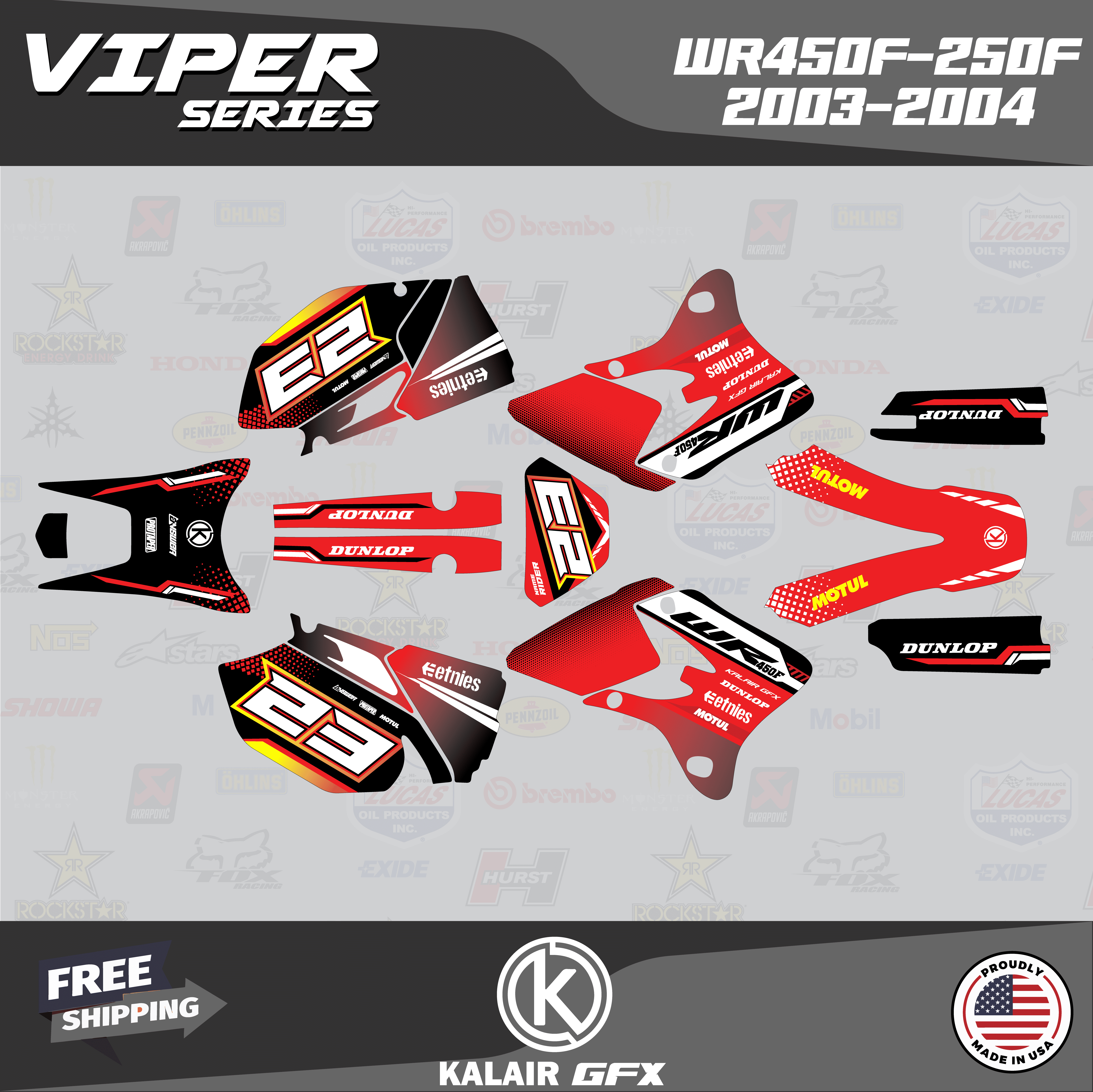 Kalair GFX Graphics Kit for Yamaha WR250F (2003-2004) Viper Series ...