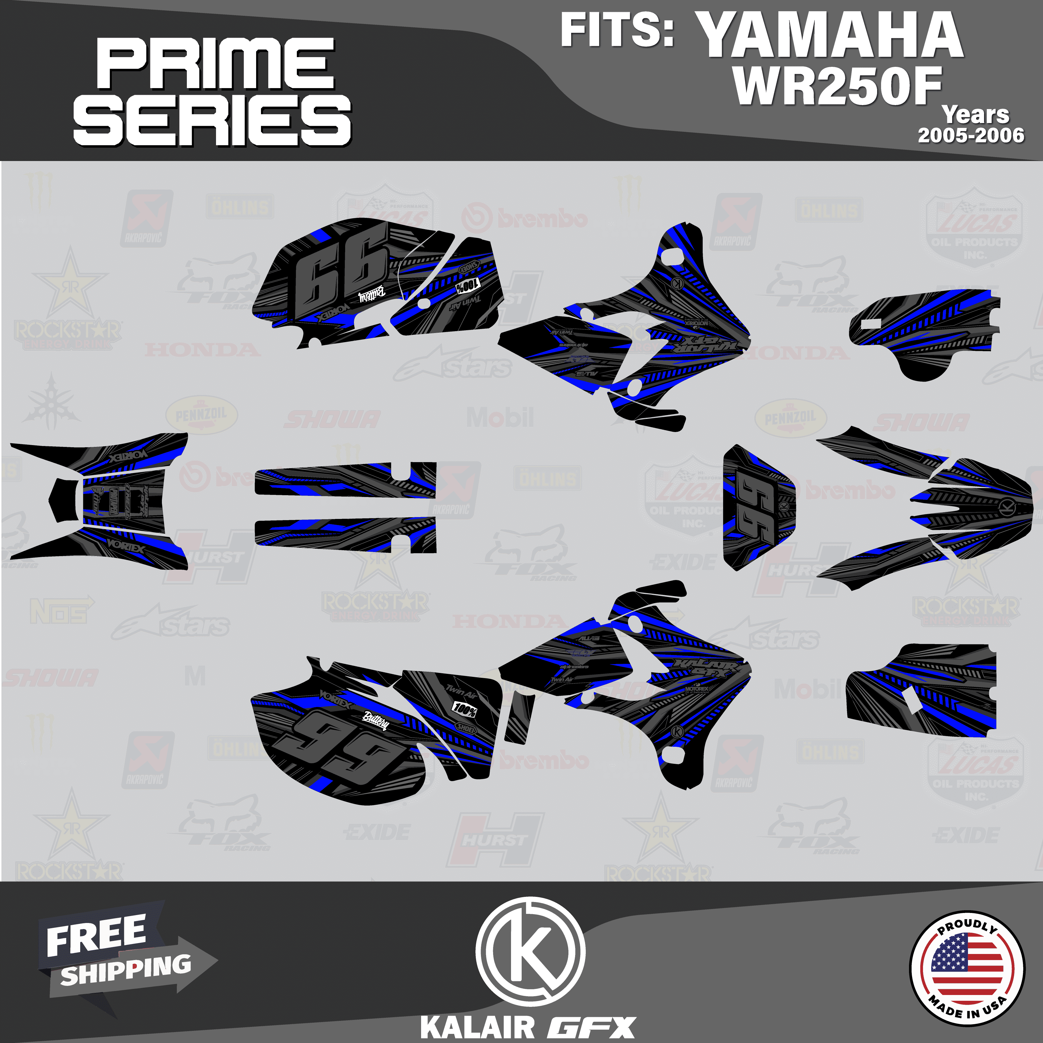 Kalair GFX Graphics Kit for Yamaha WR 250F (2005-2006) Prime Series ...