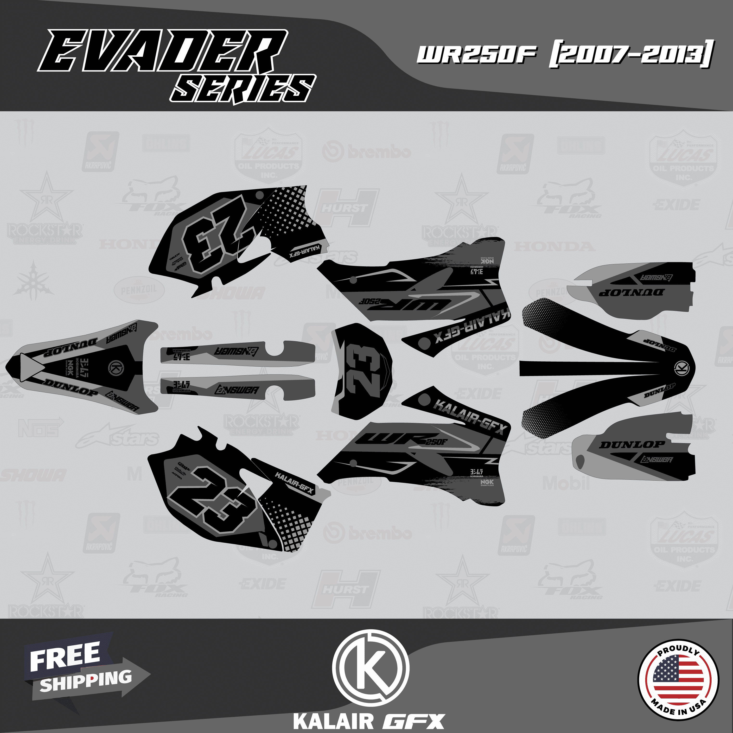 Kalair GFX Graphics Kit for Yamaha WR250F (2007-2013) Evader Series ...