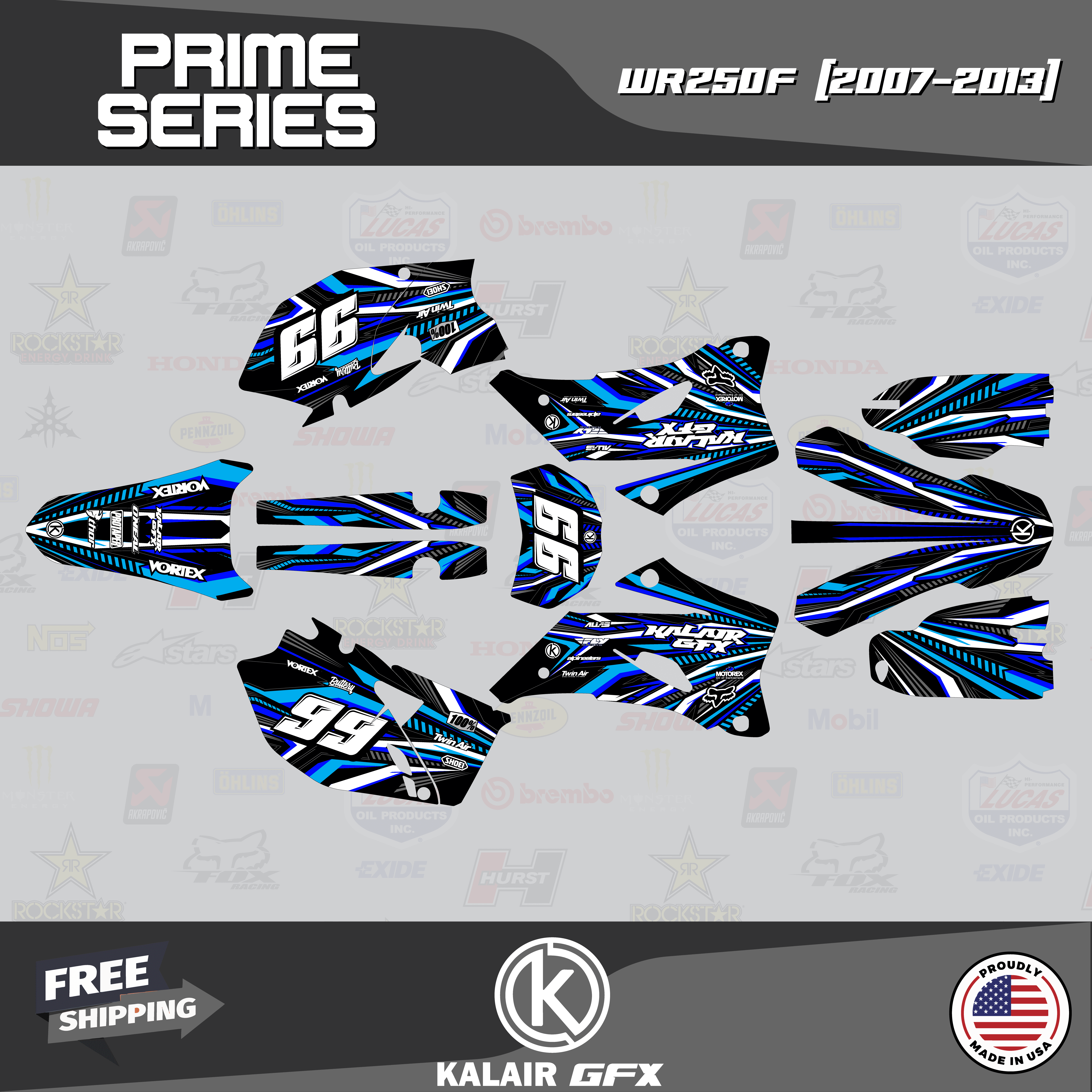 Kalair GFX Graphics Kit for Yamaha WR250F (2007-2013) Prime Series ...
