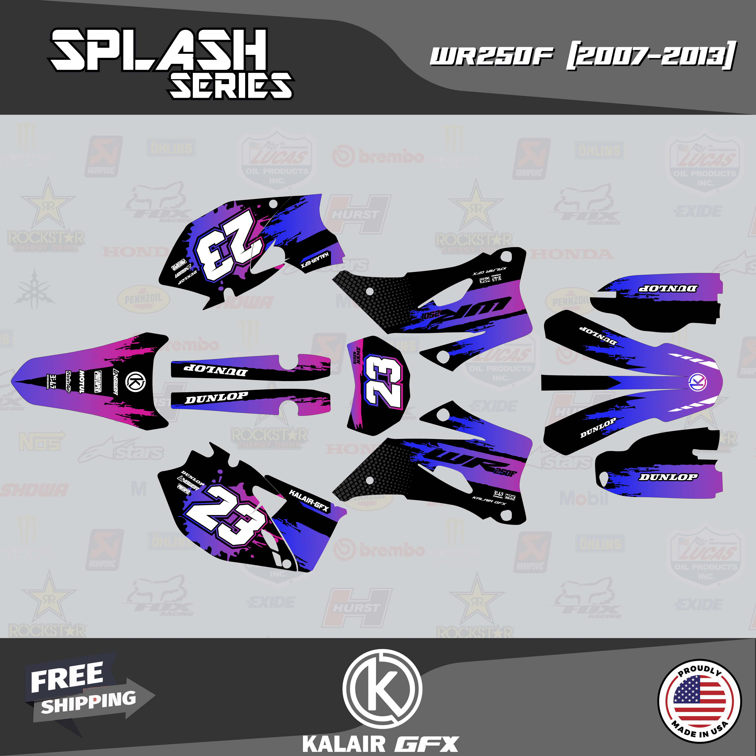 Kalair GFX Graphics Kit for Yamaha WR250F (2007-2013) Splash Series ...