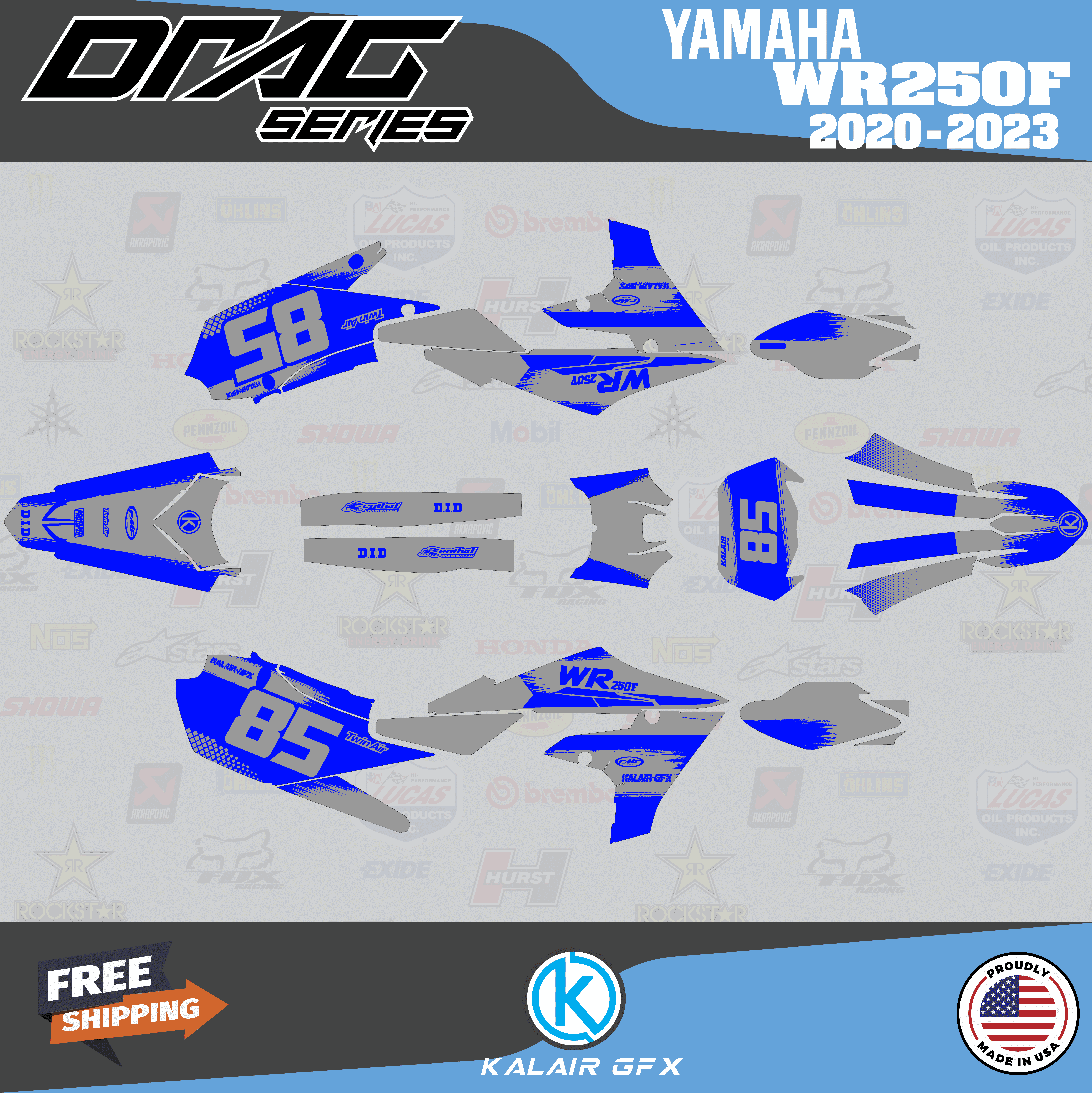 Kalair GFX Graphics Kit for Yamaha WR250F (2020-2023) Drag Series ...