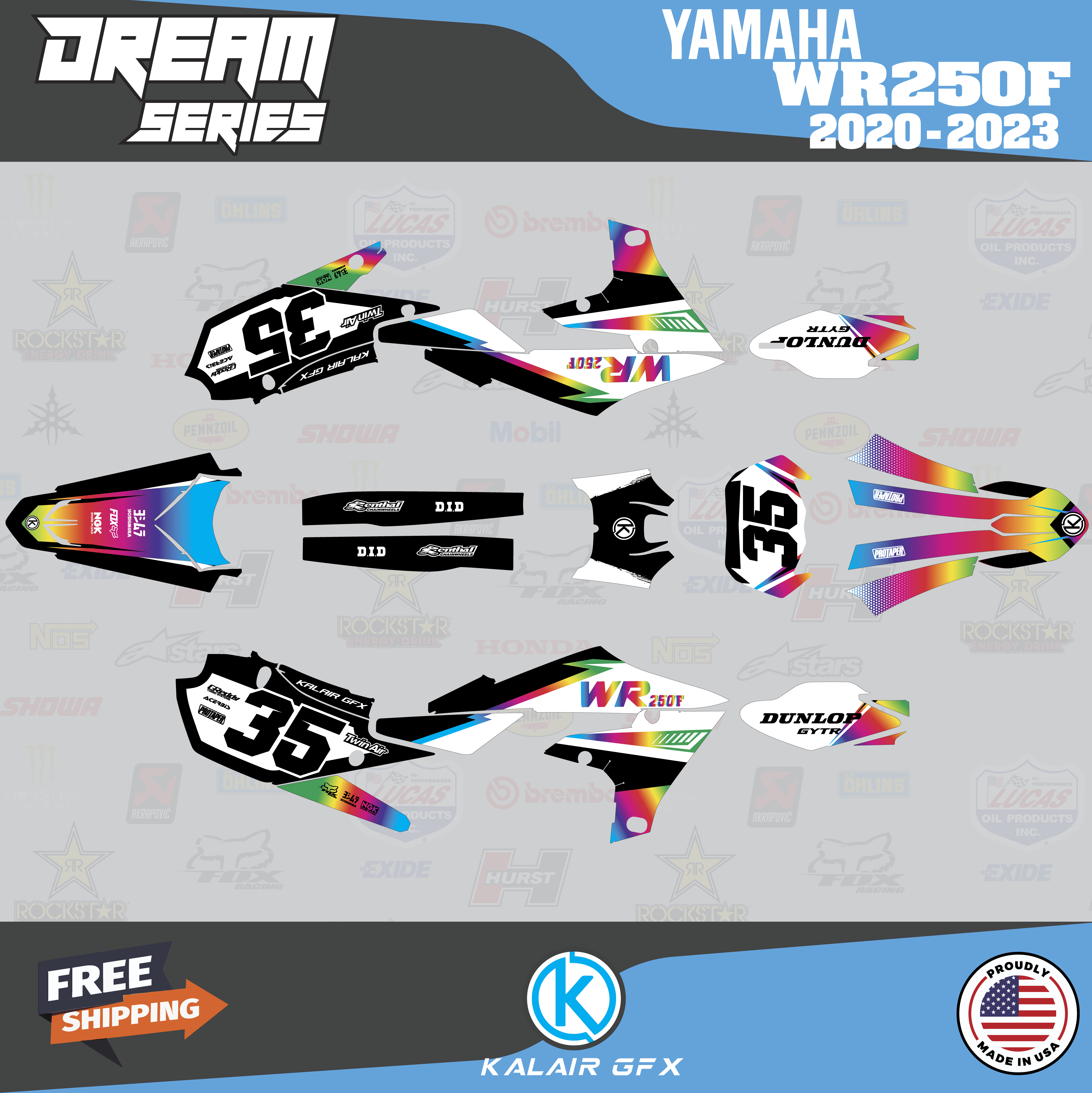 Kalair GFX Graphics Kit for Yamaha WR250F (2020-2023) Dream Series ...