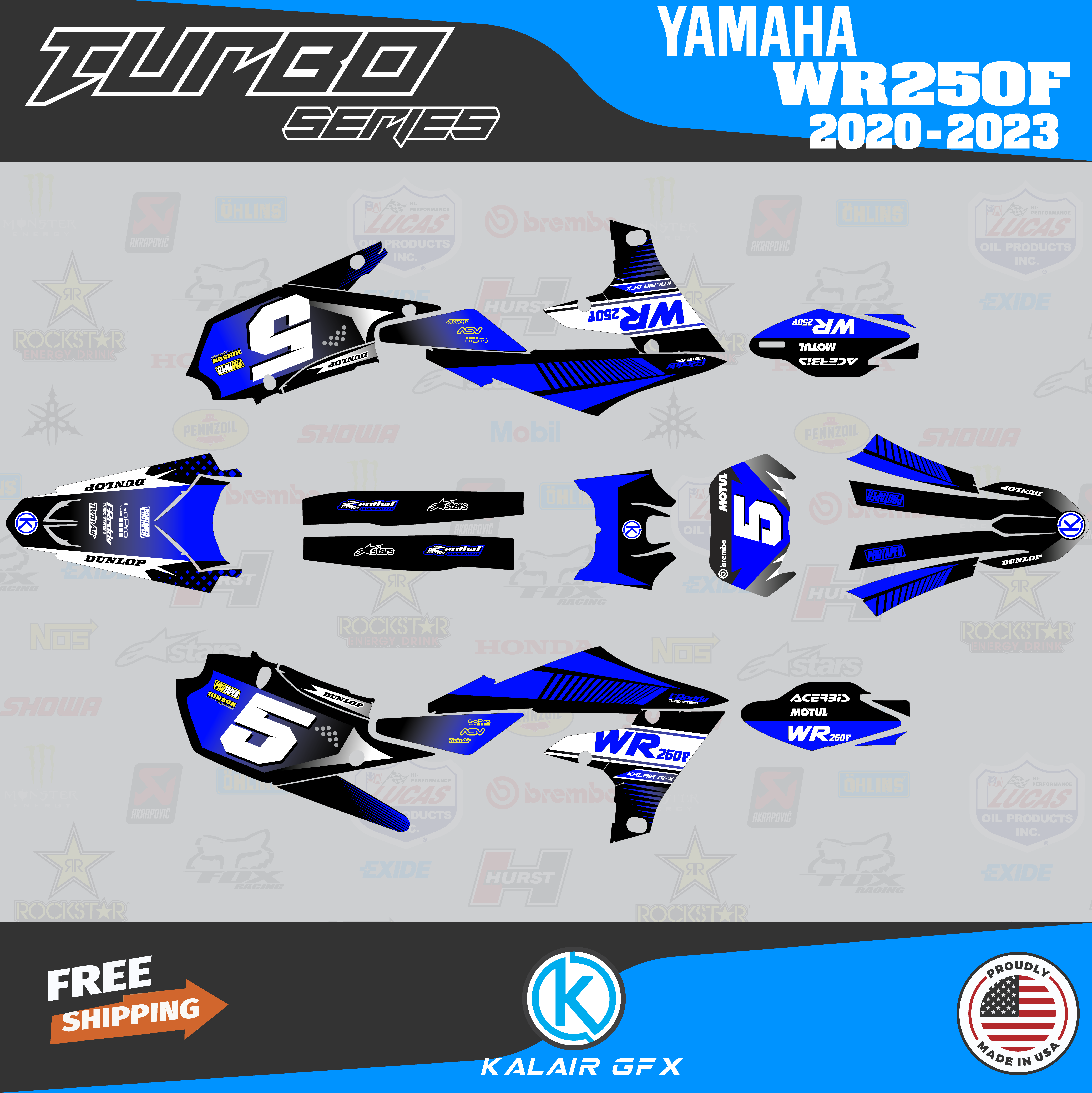 Kalair GFX Graphics Kit for Yamaha WR250F (2020-2023) Turbo Series ...