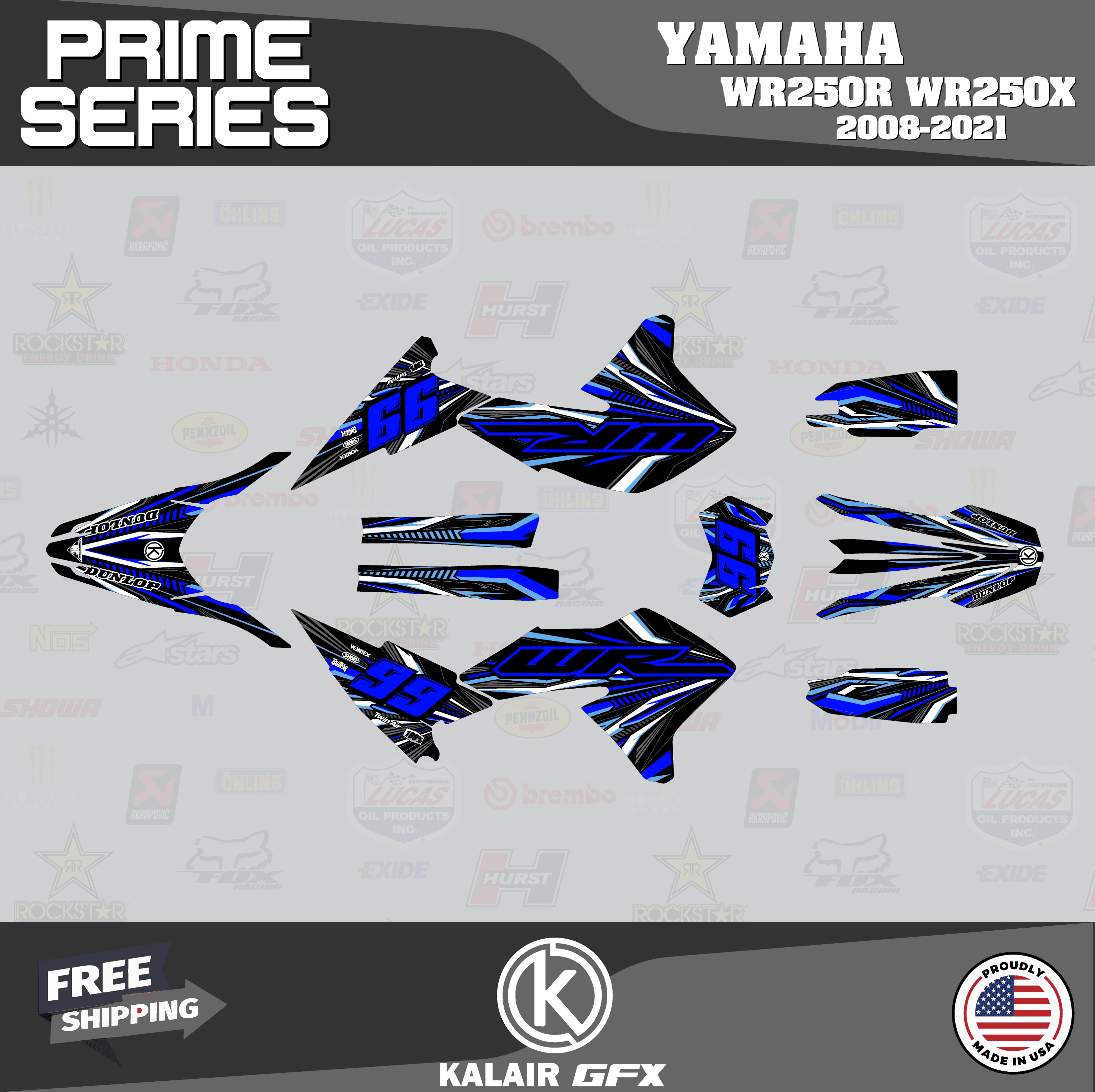 Kalair GFX Graphics Kit for Yamaha WR250R WR250X (2008-2021) Prime ...