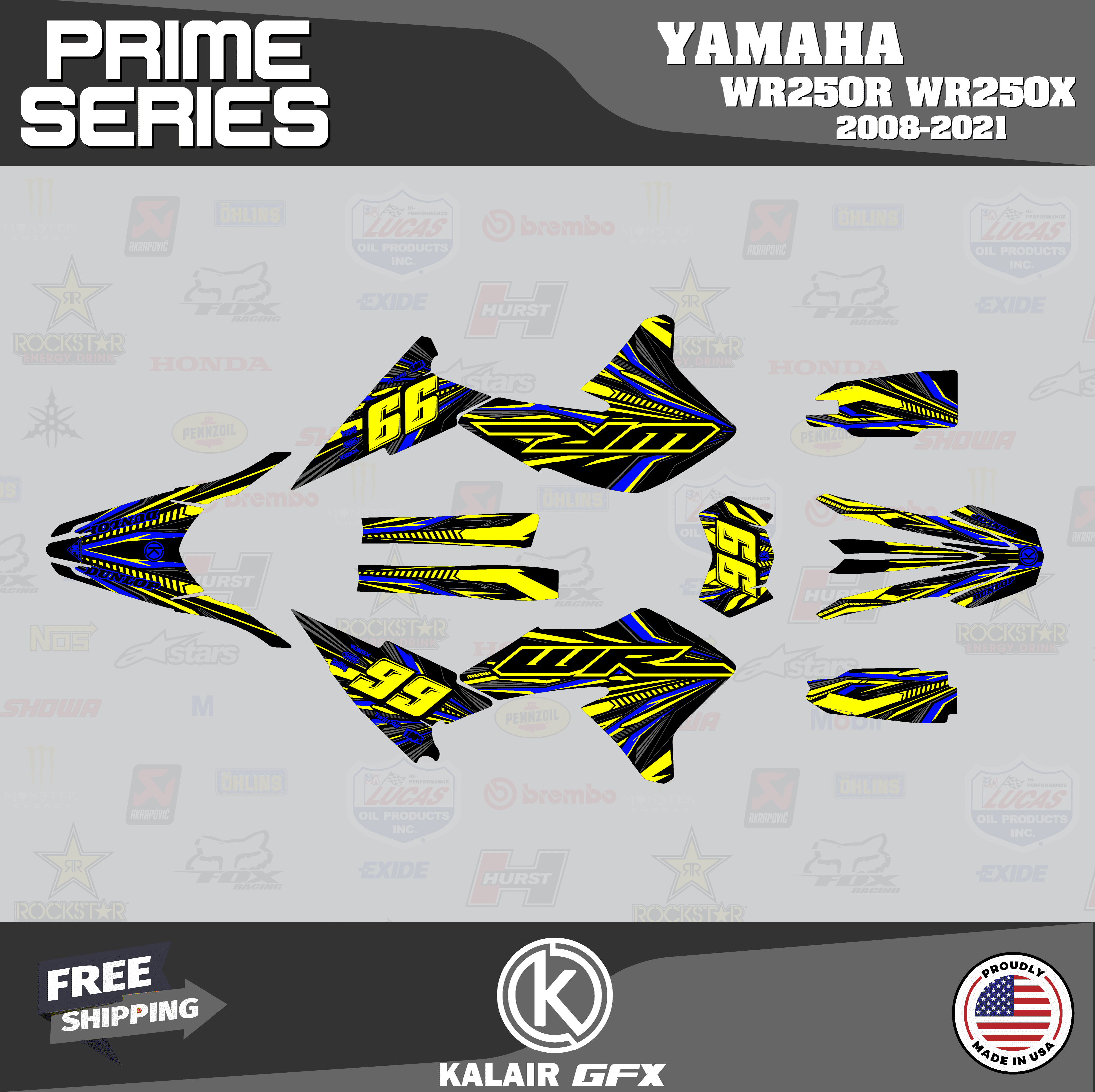 Kalair GFX Graphics Kit for Yamaha WR250R WR250X (2008-2021) Prime ...