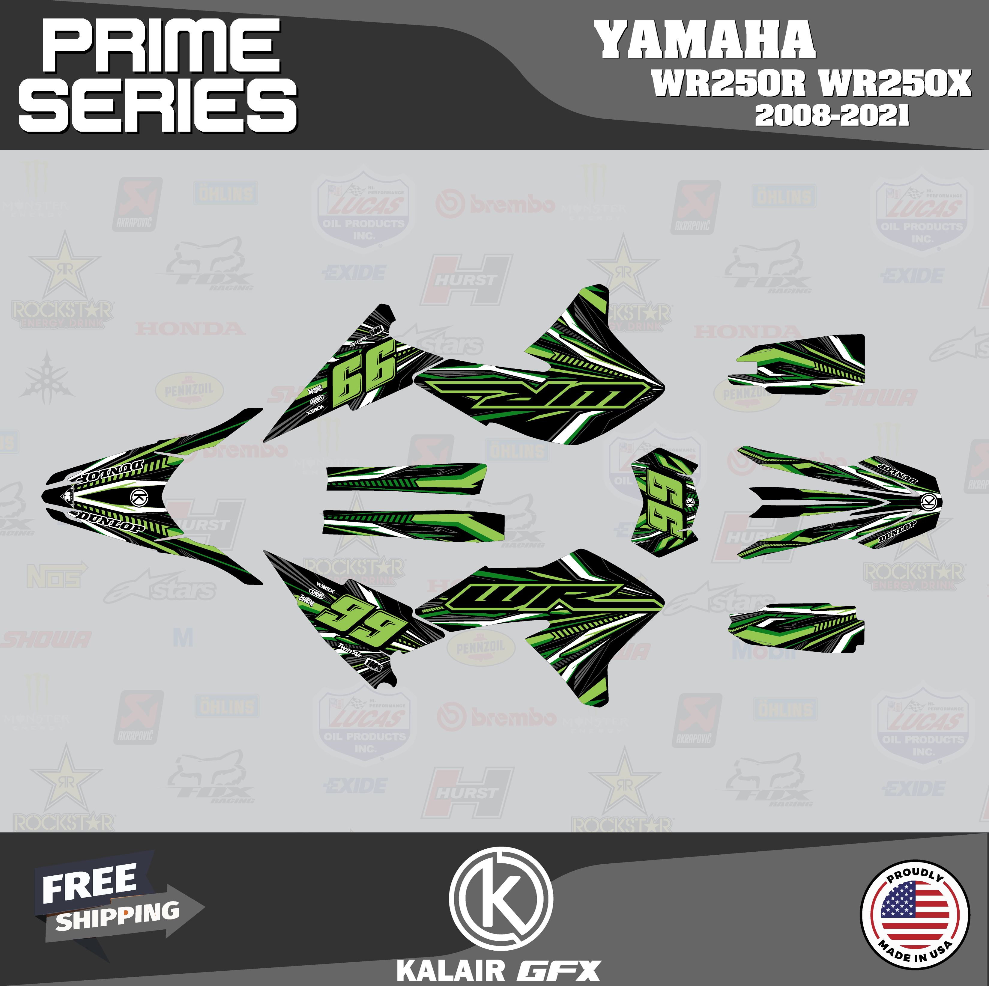 Kalair GFX Graphics Kit for Yamaha WR250R WR250X (2008-2021) Prime ...
