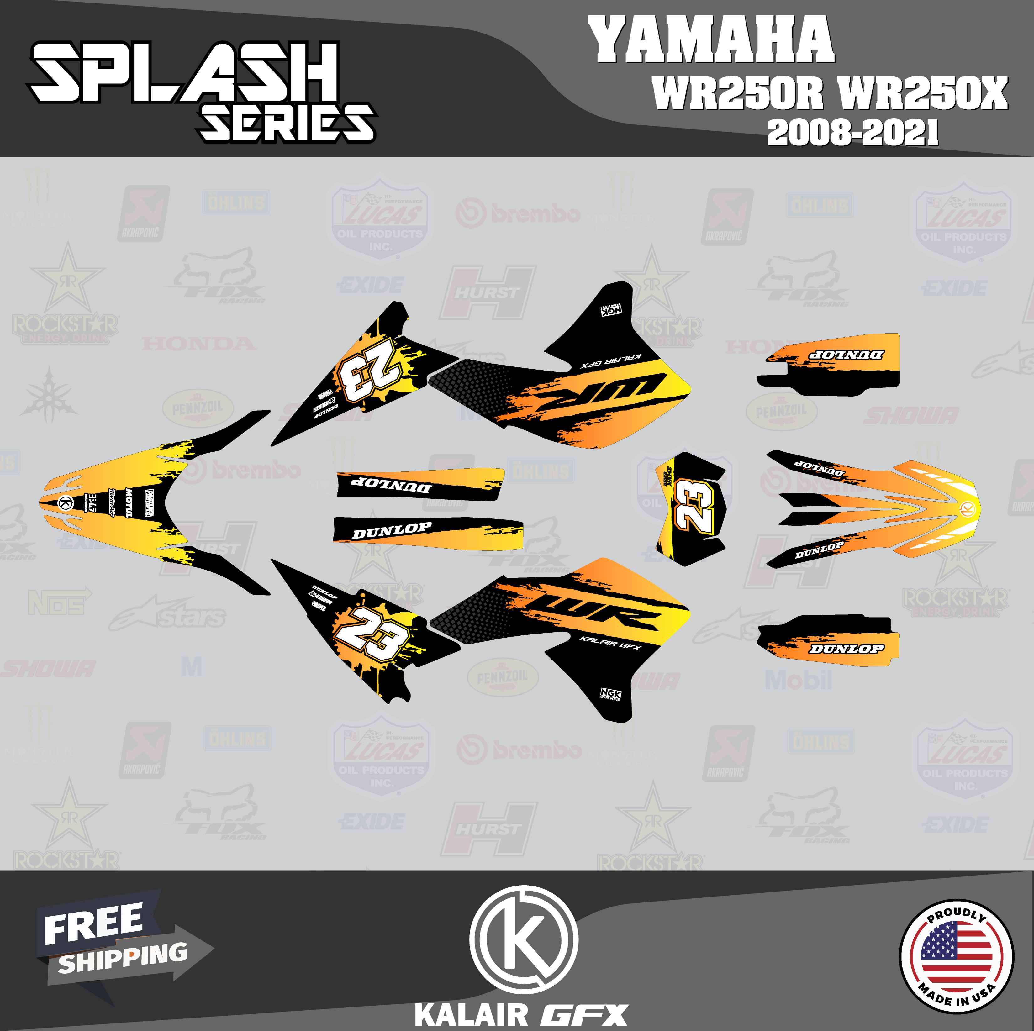 Kalair GFX Graphics Kit for Yamaha WR250R WR250X (2008-2021) Splash ...