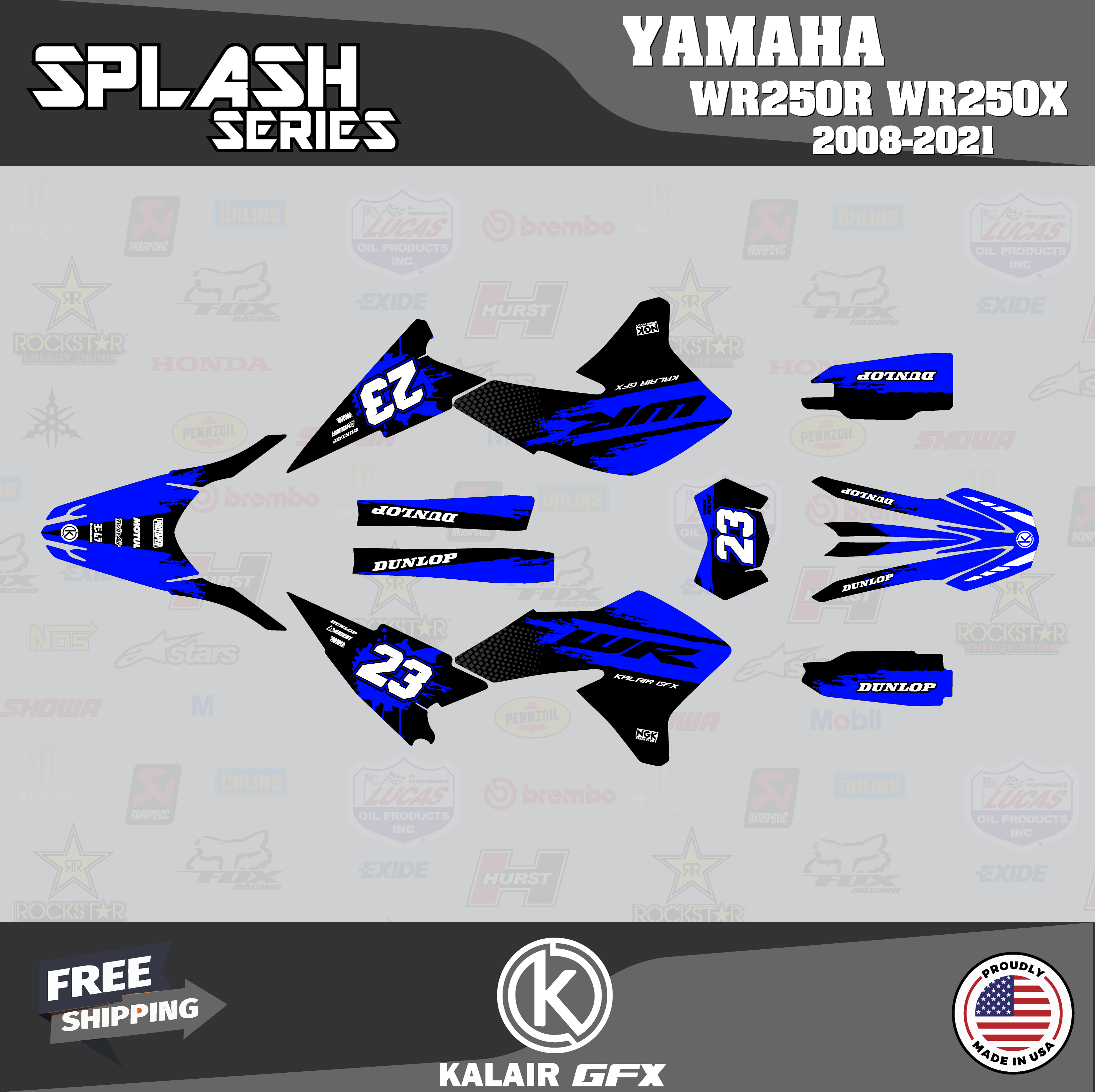 Kalair GFX Graphics Kit for Yamaha WR250R WR250X (2008-2021) Splash ...