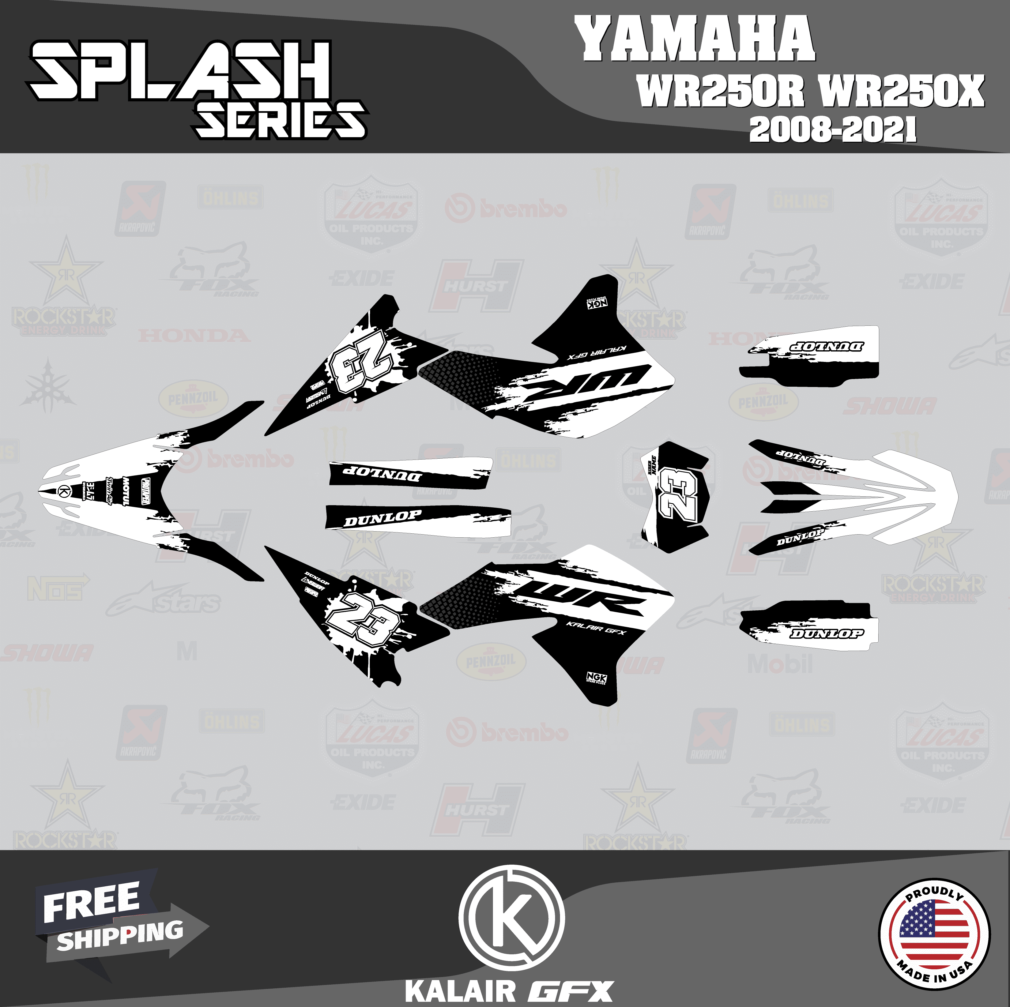 Kalair GFX Graphics Kit for Yamaha WR250R WR250X (2008-2021) Splash ...