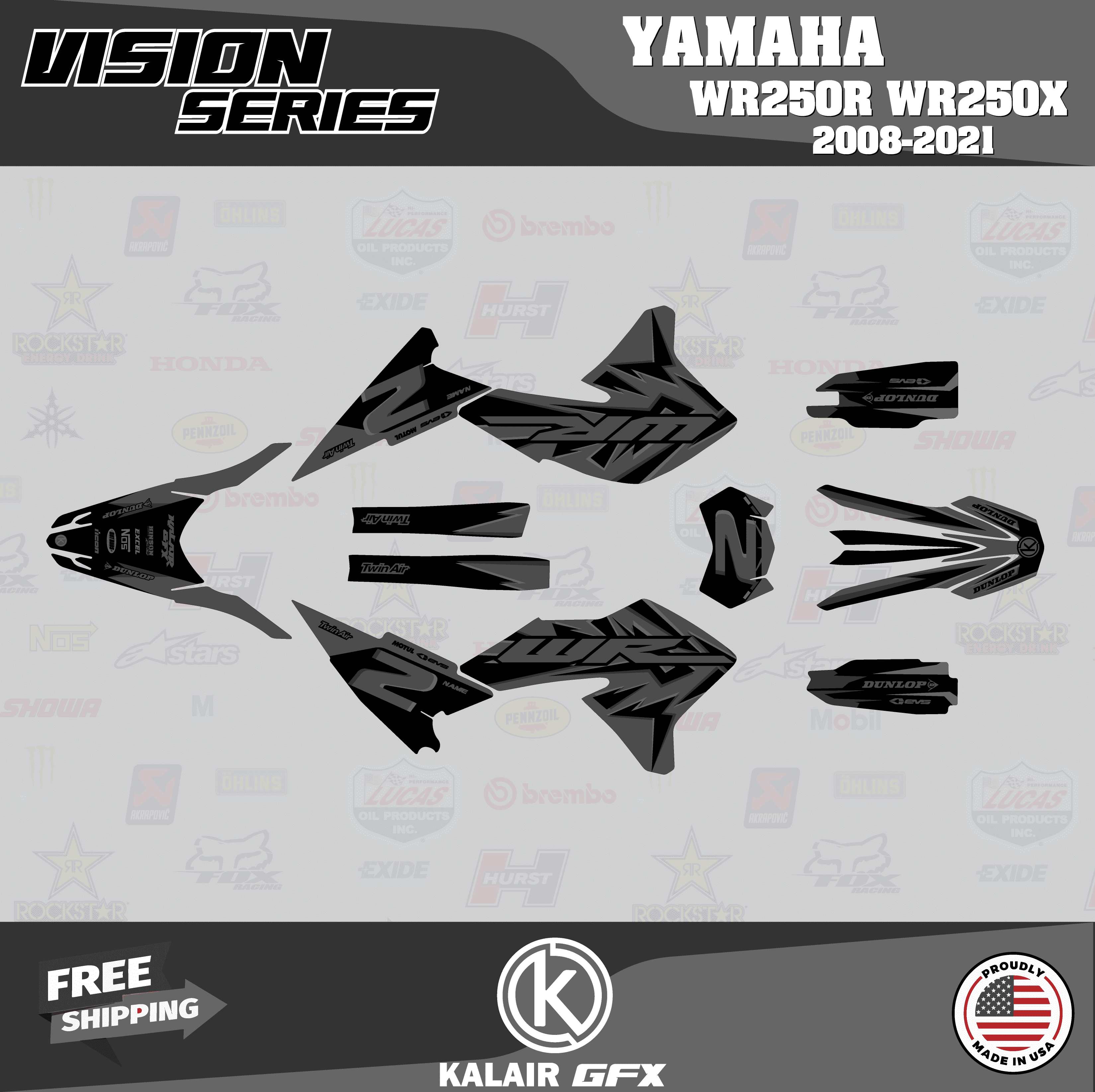 Kalair GFX Graphics Kit for Yamaha WR250R WR250X (2008-2021) Vision ...