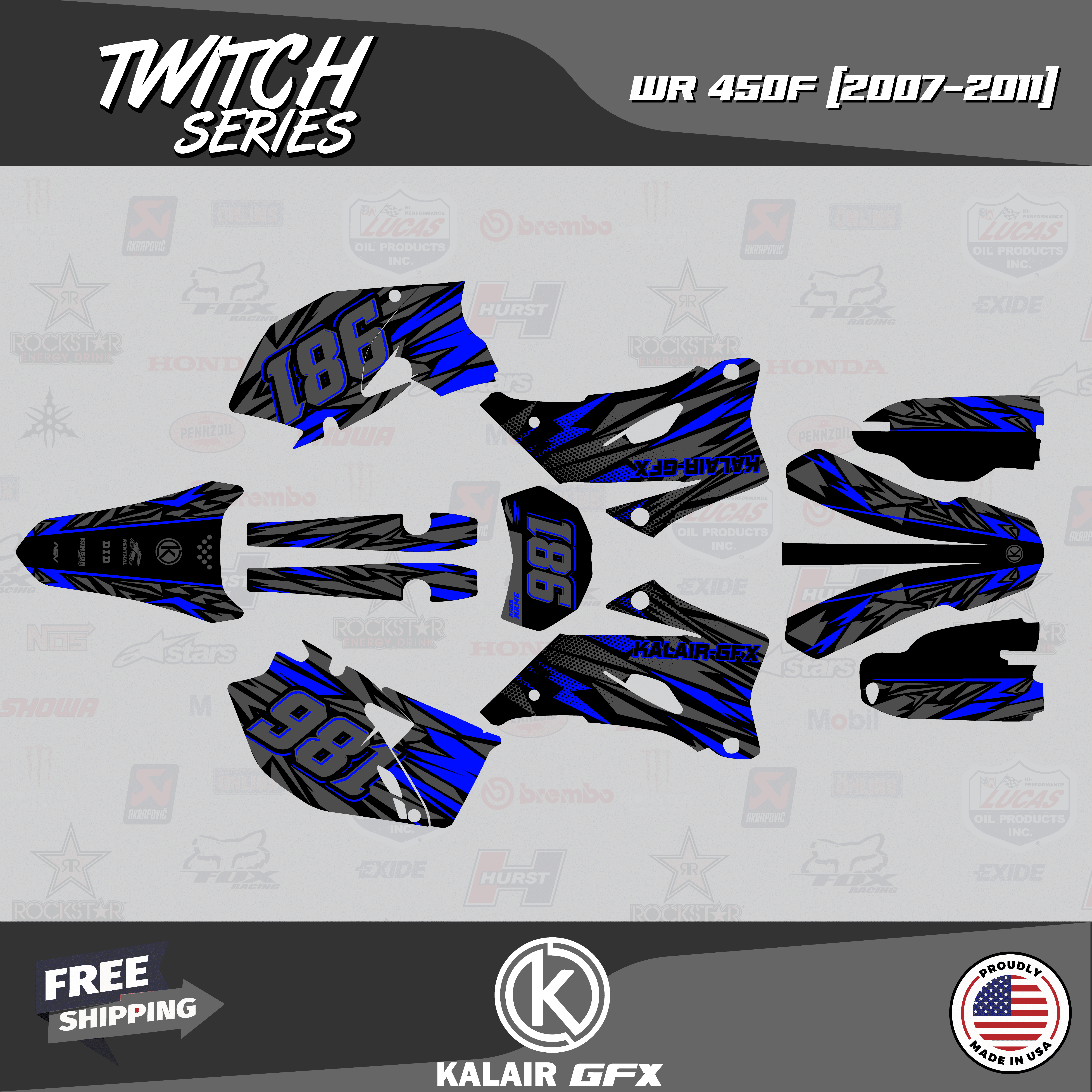 Kalair GFX Graphics Kit for Yamaha WR450F (2007-2011) Twitch Series ...