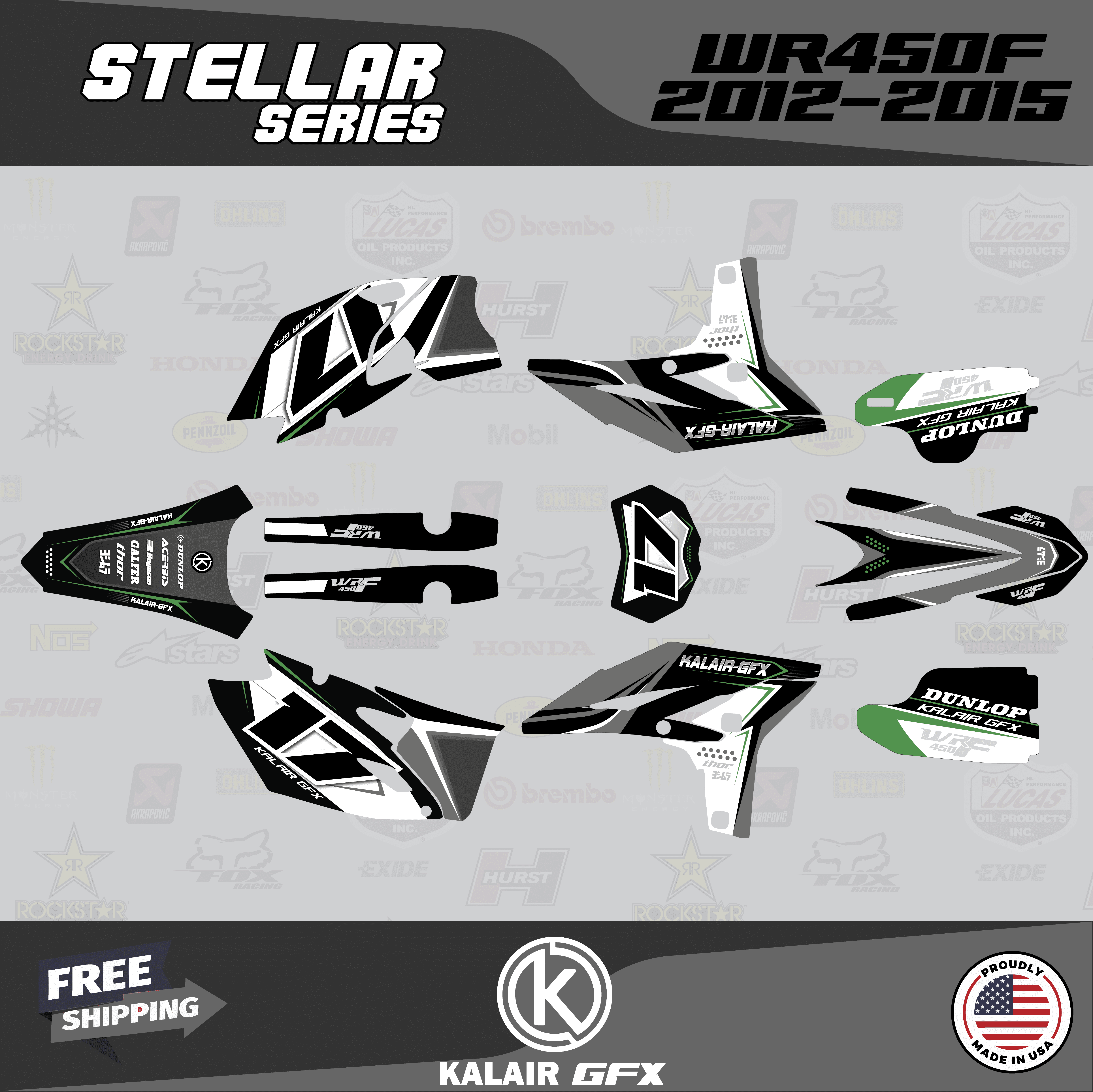 Kalair GFX Graphics Kit for Yamaha WR450F (2012-2015) Stellar Series ...