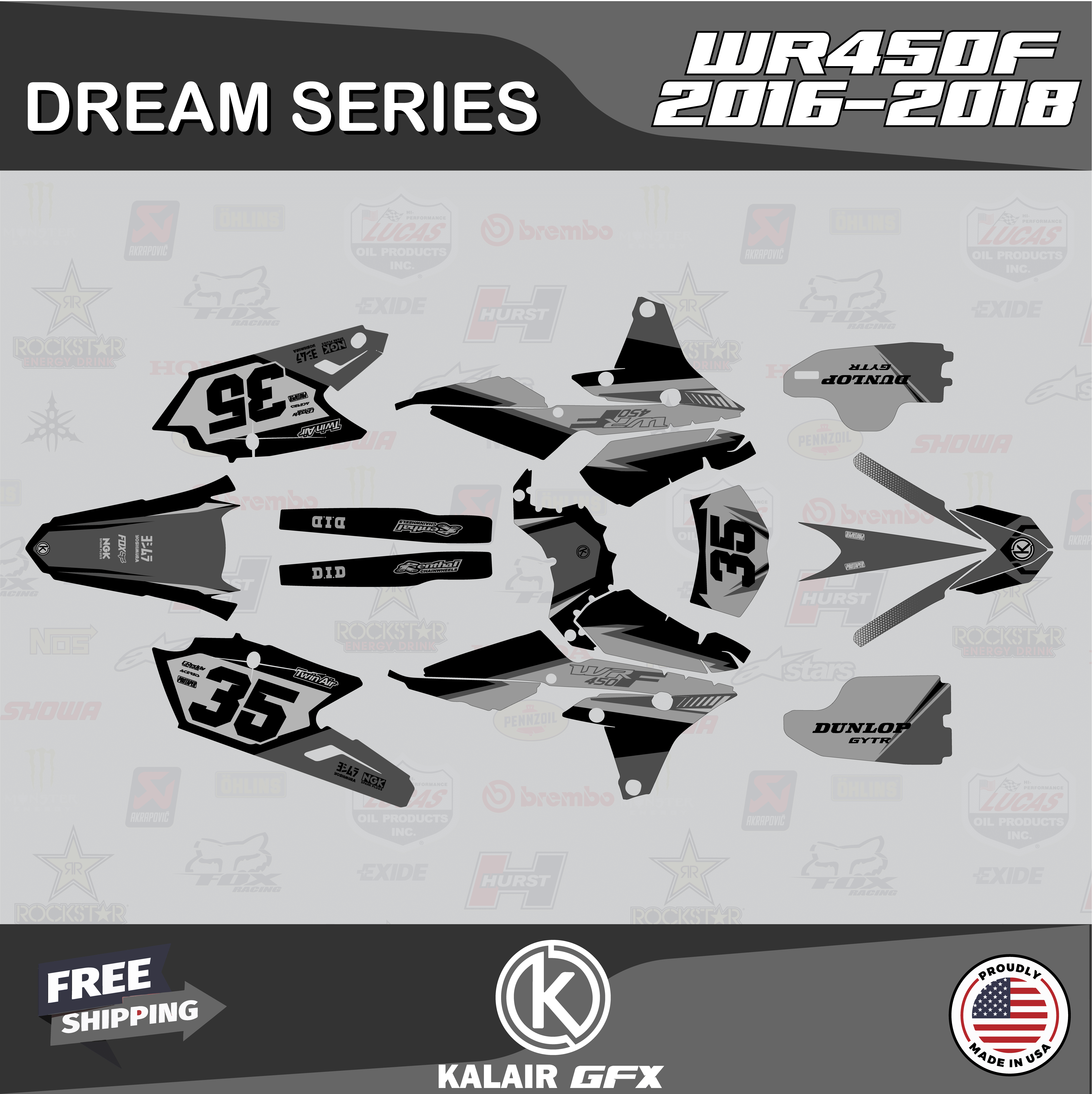 Kalair GFX Graphics Kit for Yamaha WR450F (2016-2018) Dream Series ...