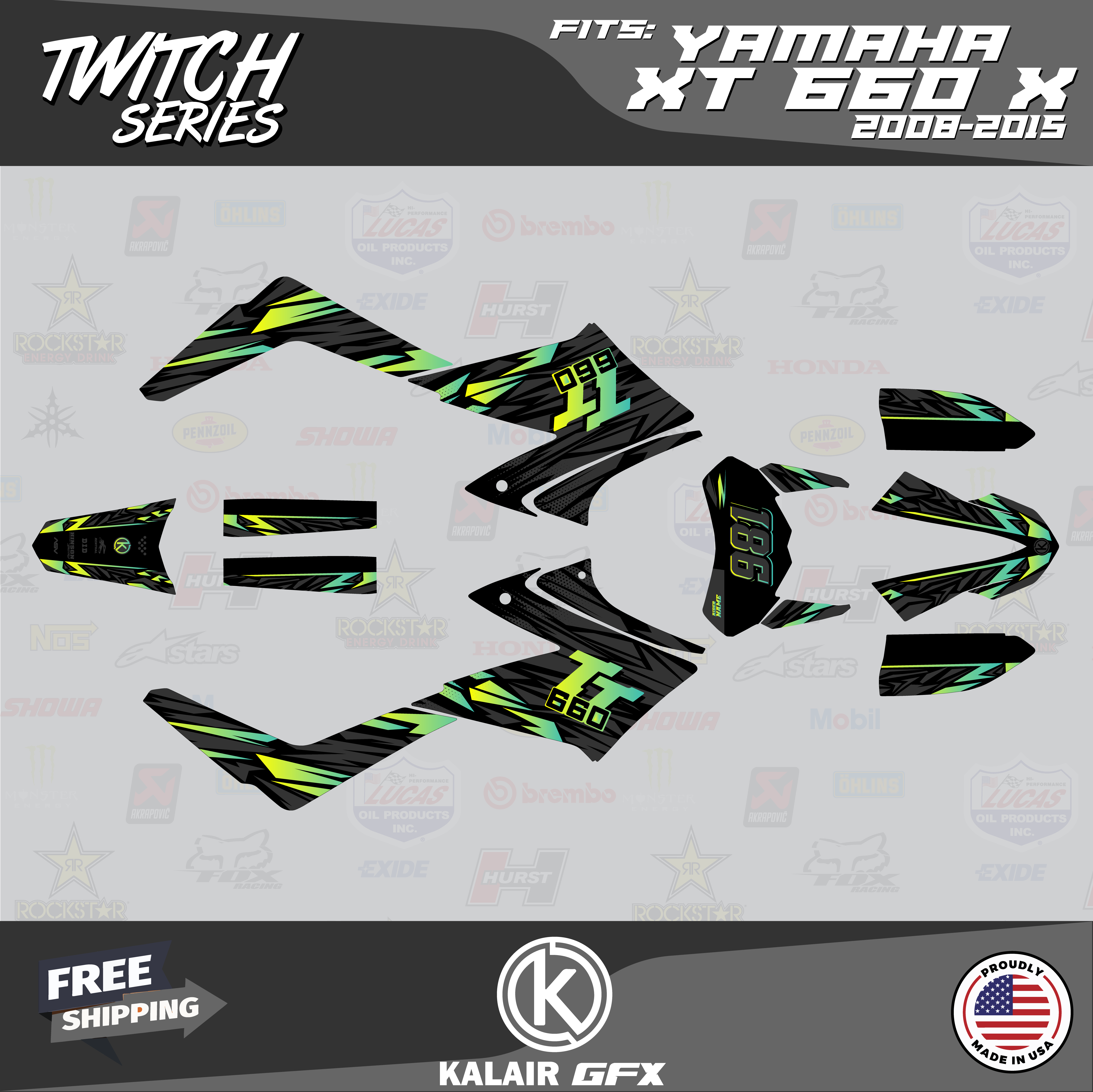 Kalair GFX Graphics Kit for Yamaha XT660X (2008-2015) Twitch Series ...