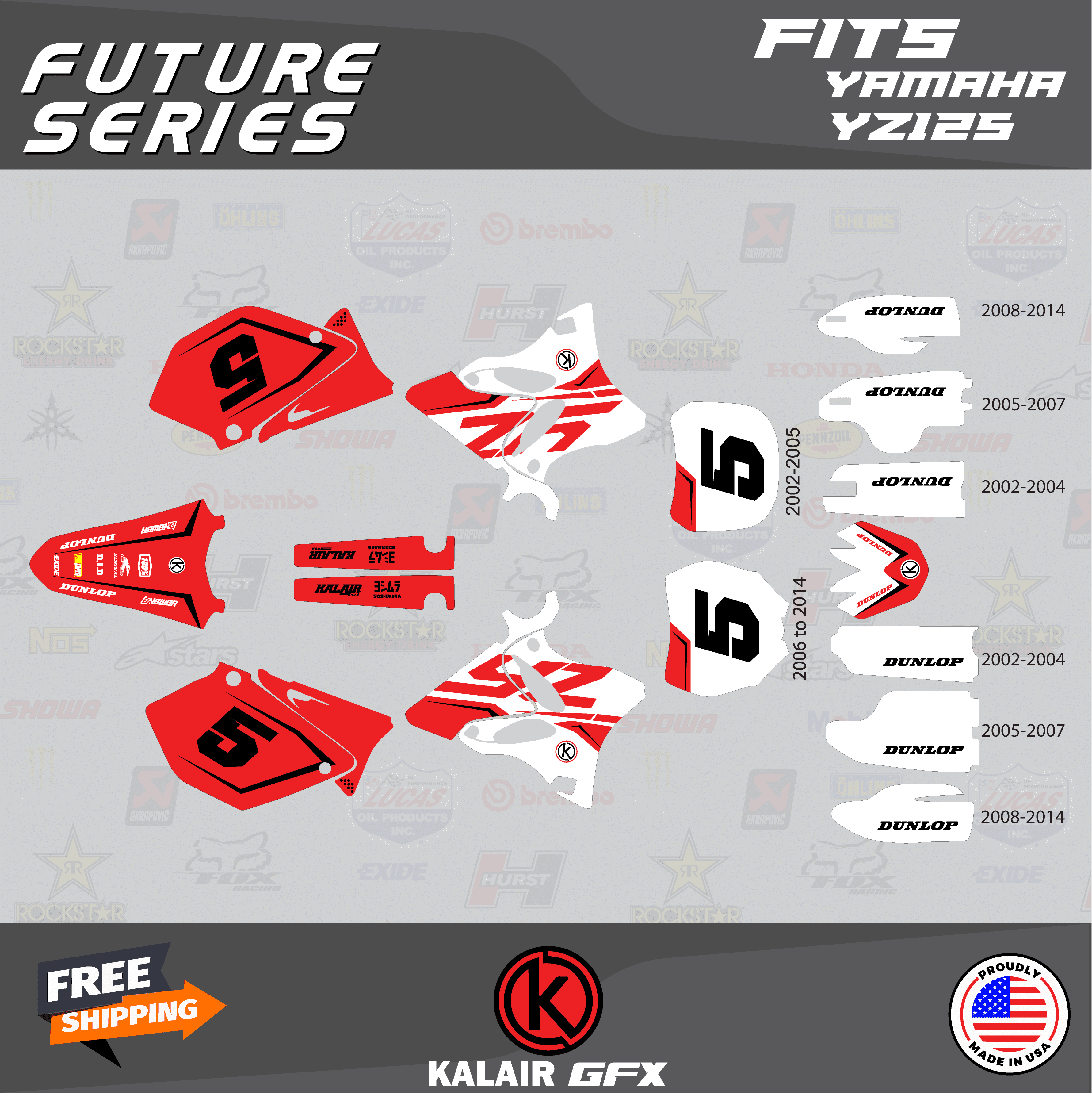 Kalair GFX Graphics Kit for Yamaha YZ125 (2005) Future Series - Walmart.com