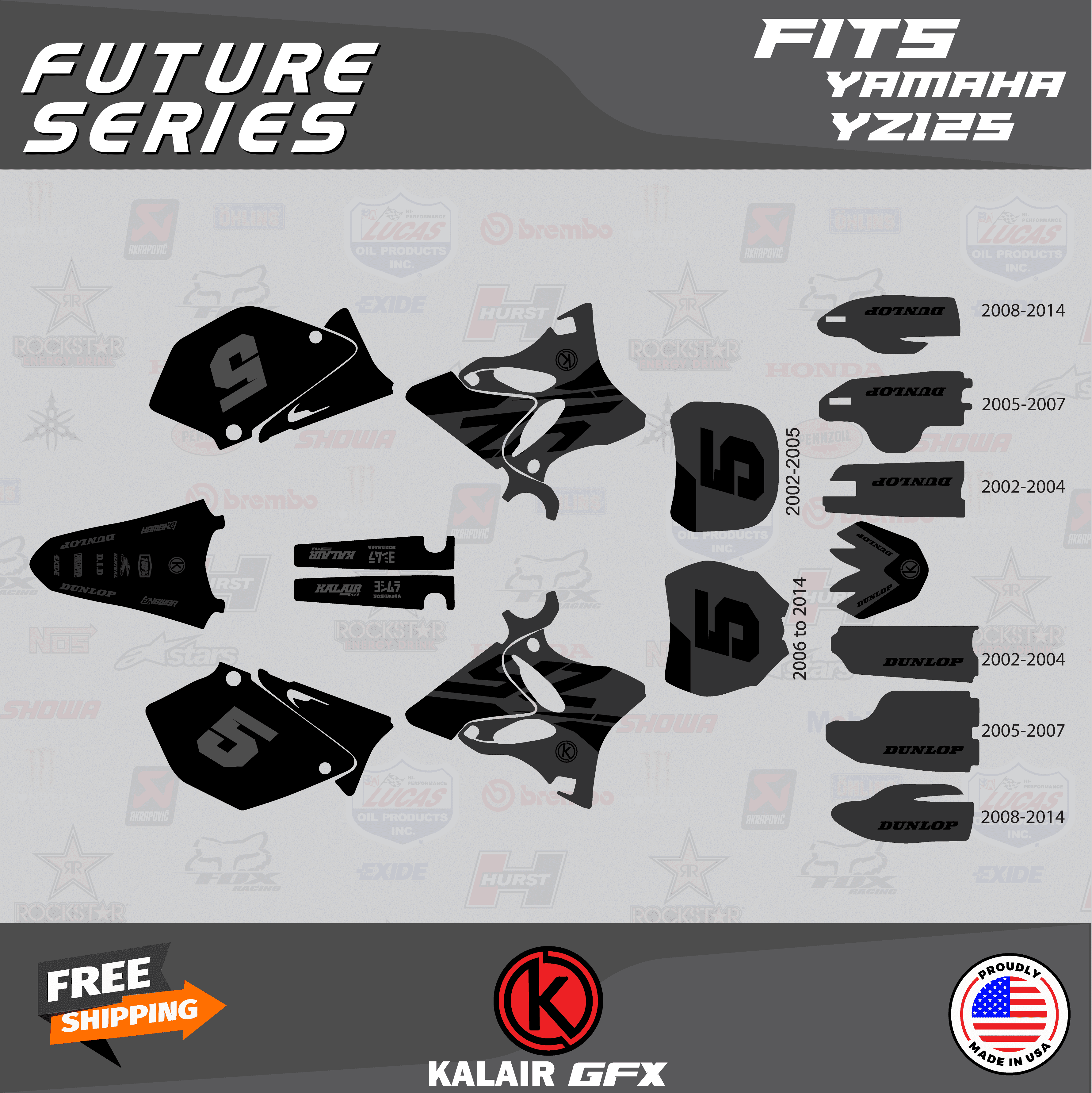 Kalair GFX Graphics Kit for Yamaha YZ125 (2005) Future Series - Walmart.com