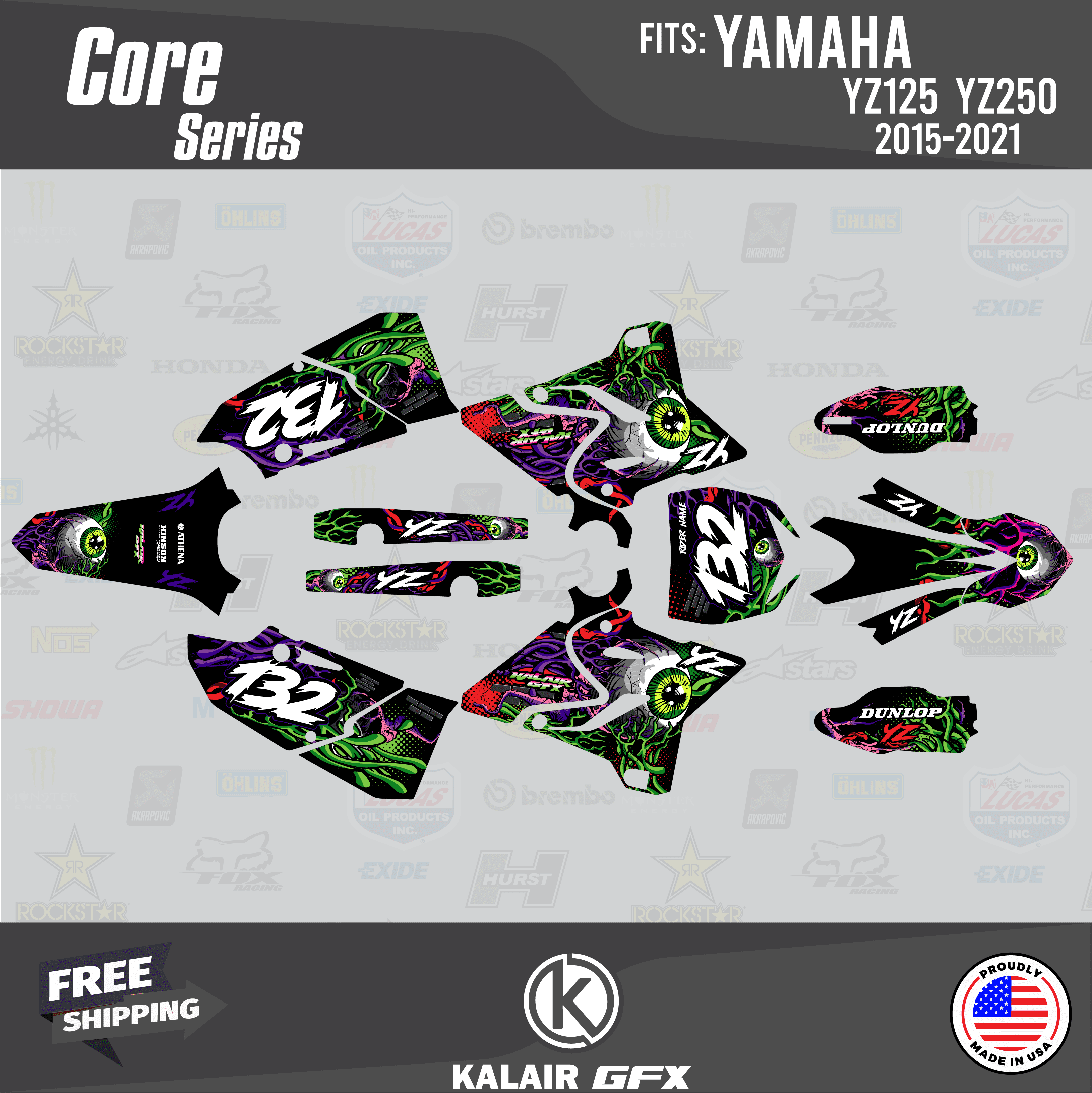 Kalair GFX Graphics Kit for Yamaha YZ125 (2015-2021) Core Series ...