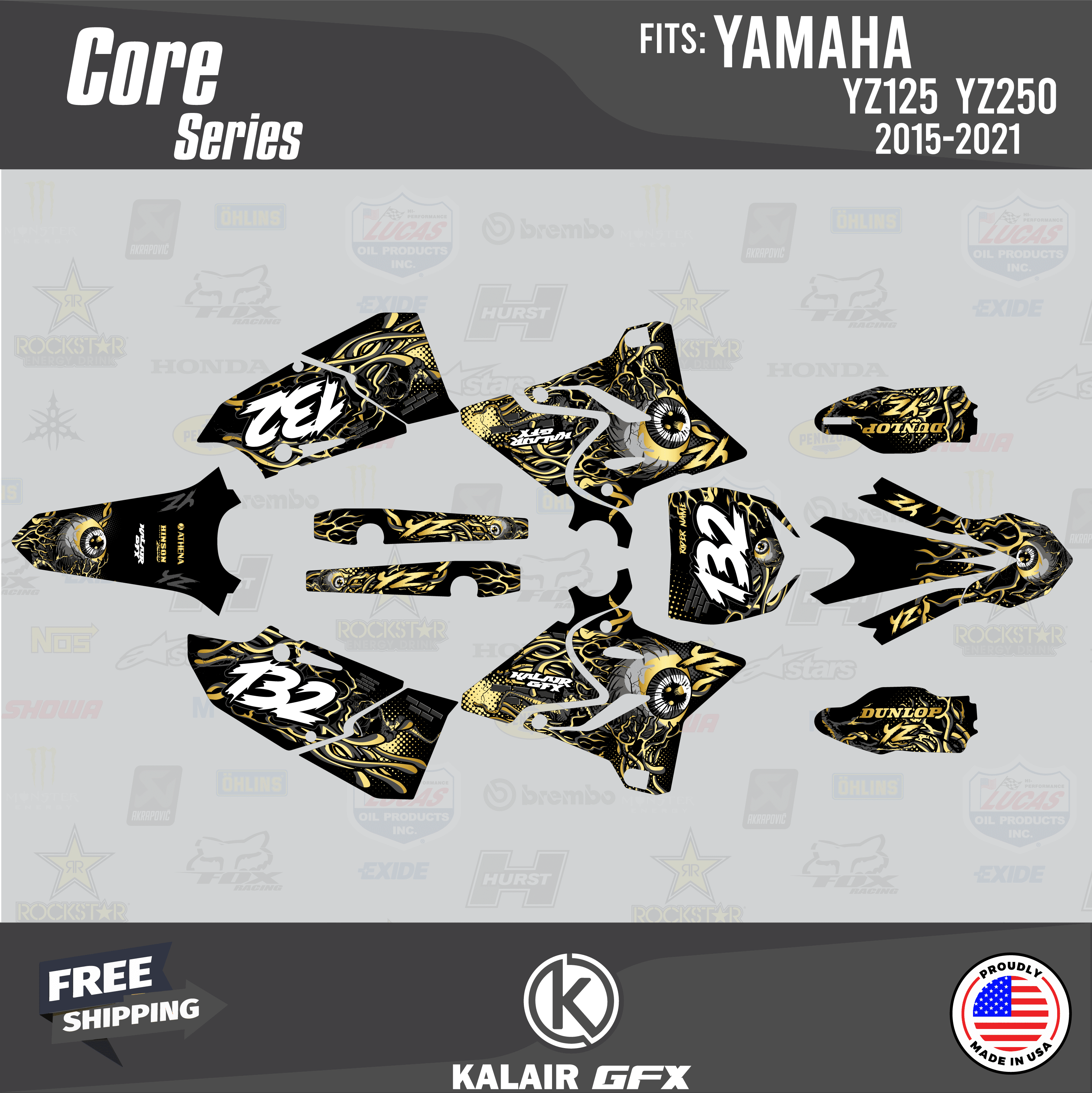 Kalair GFX Graphics Kit for Yamaha YZ125 (2015-2021) Core Series ...