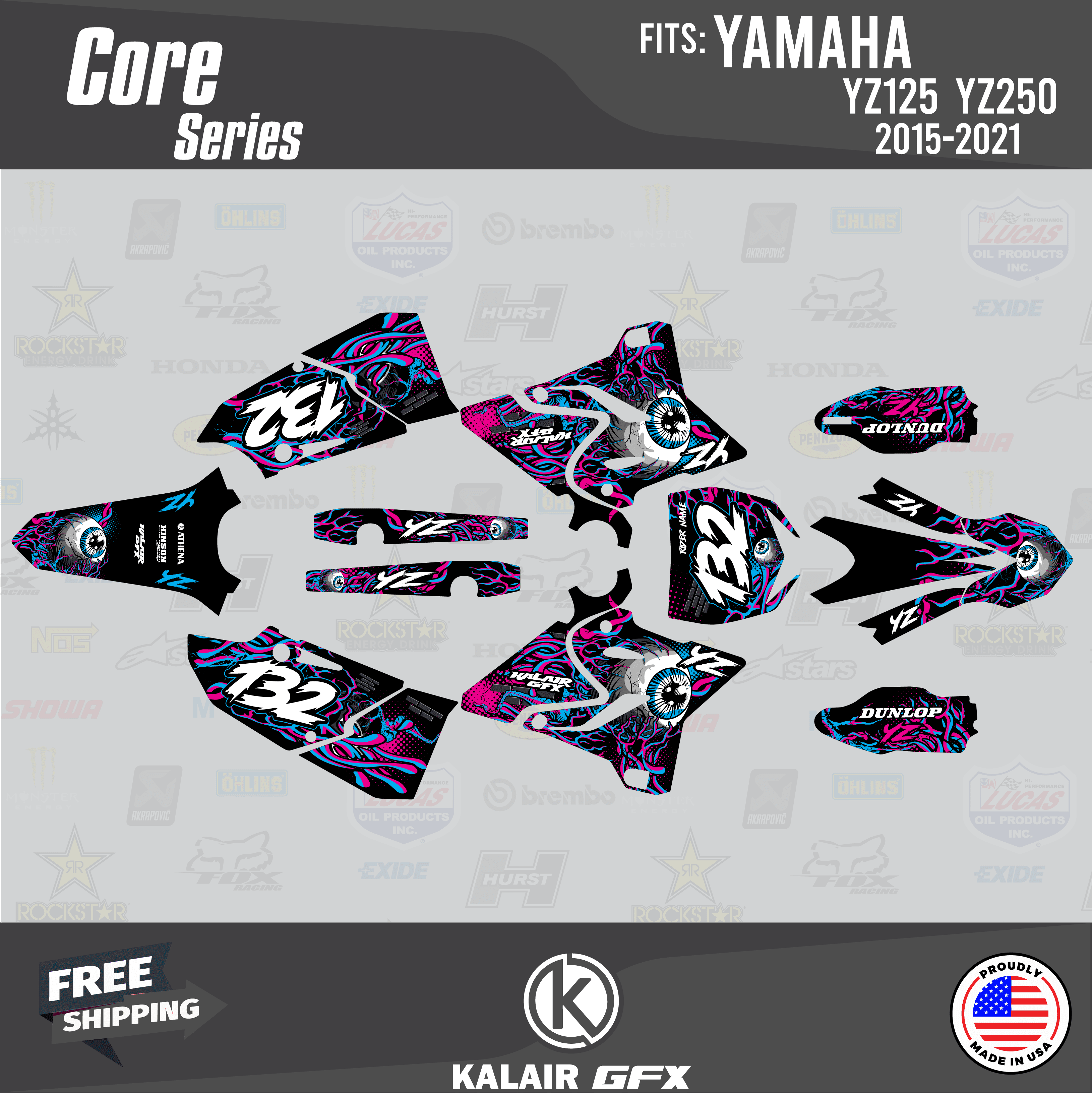 Kalair GFX Graphics Kit for Yamaha YZ125 (2015-2021) Core Series ...