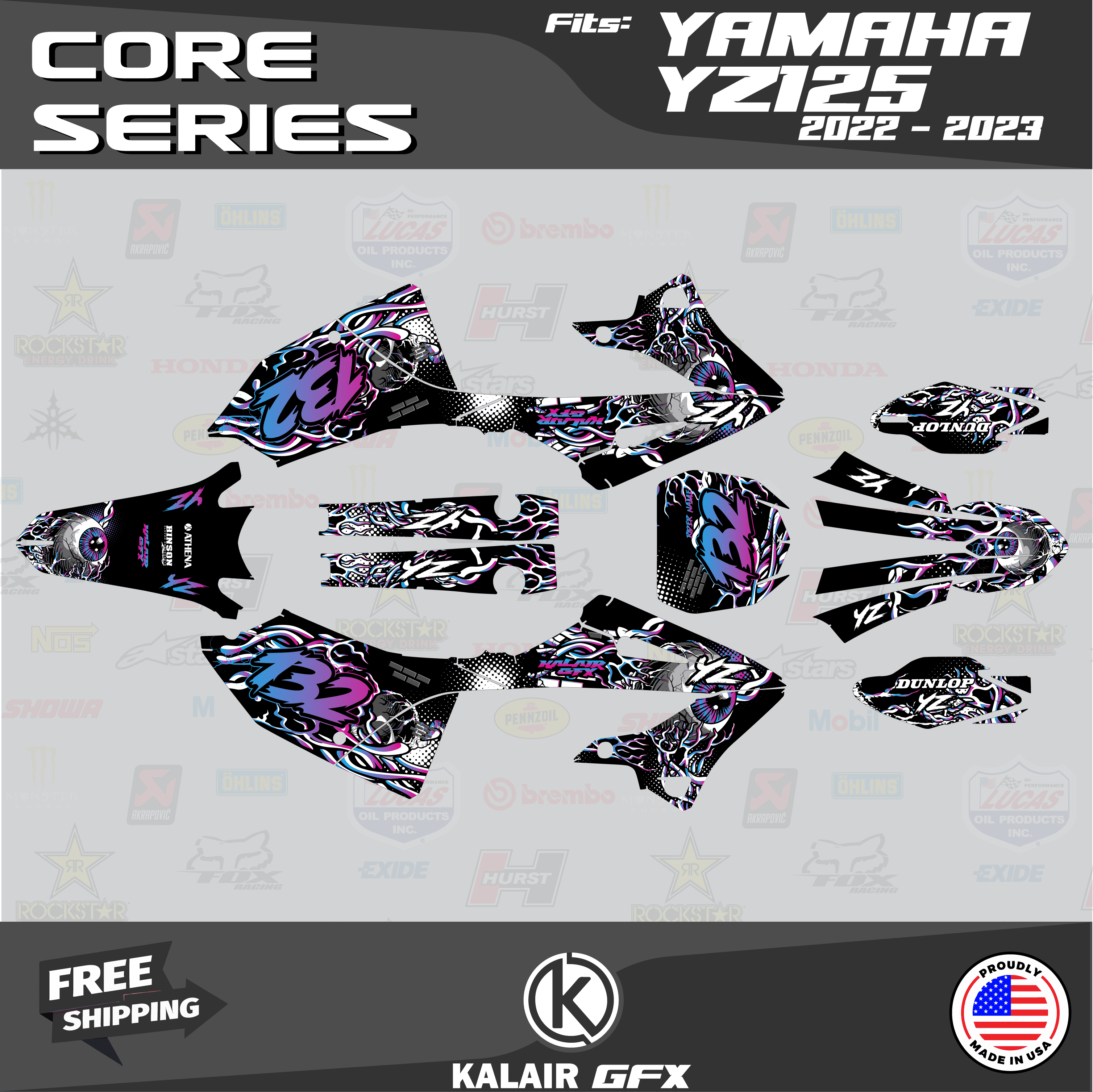 Kalair GFX Graphics Kit for Yamaha YZ125 (2022-2023) Core Series ...