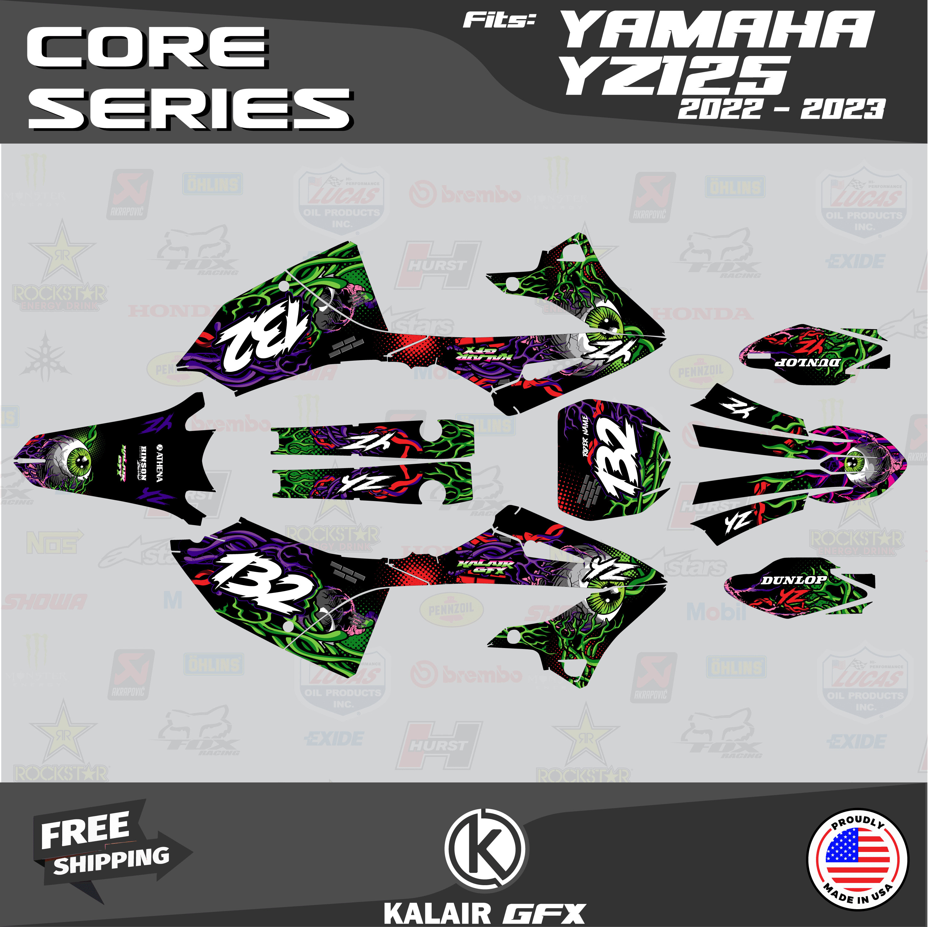Kalair GFX Graphics Kit for Yamaha YZ125 (2022-2023) Core Series ...