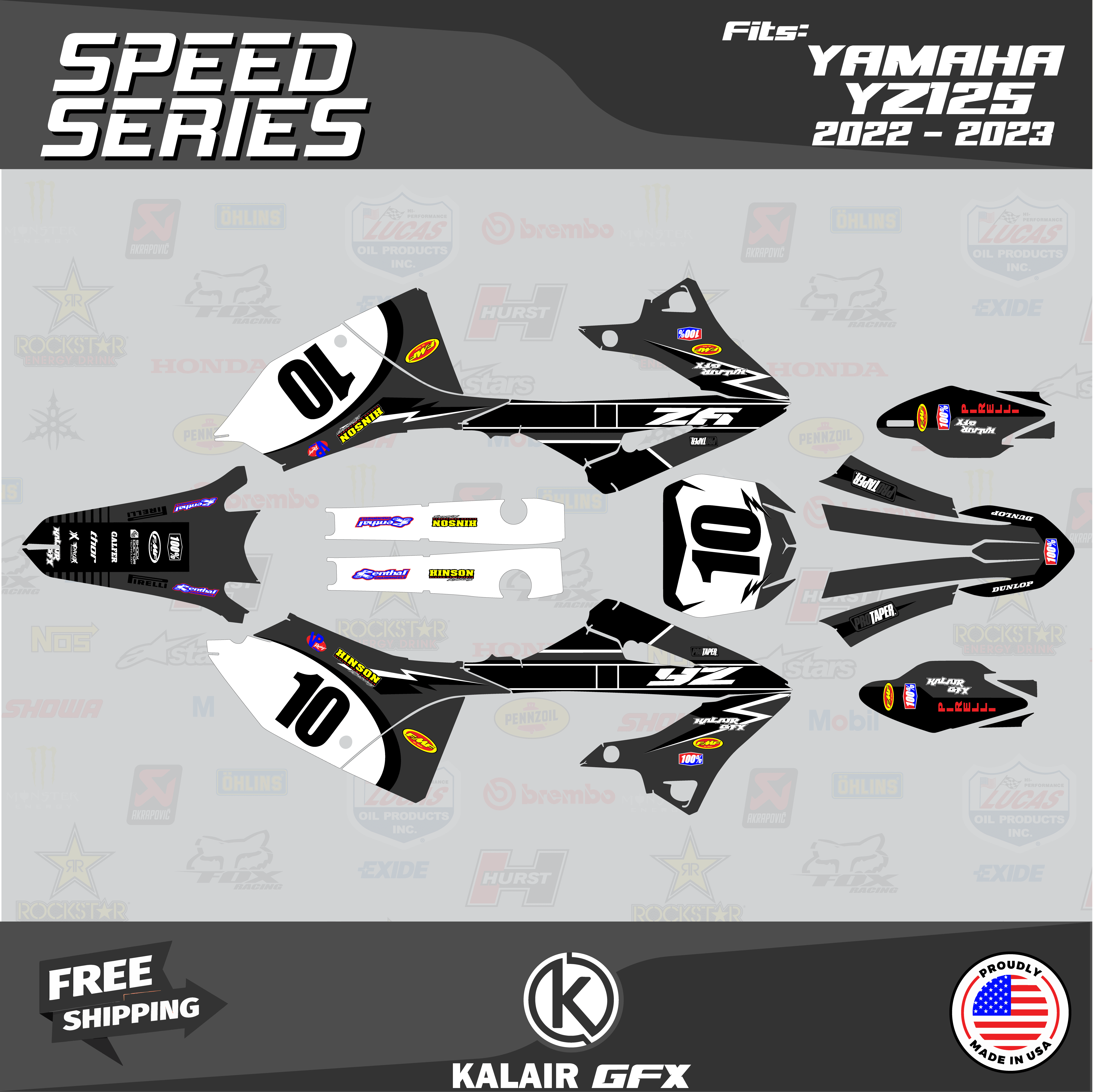 Kalair GFX Graphics Kit for Yamaha YZ125 (2022-2023) Speed Series ...