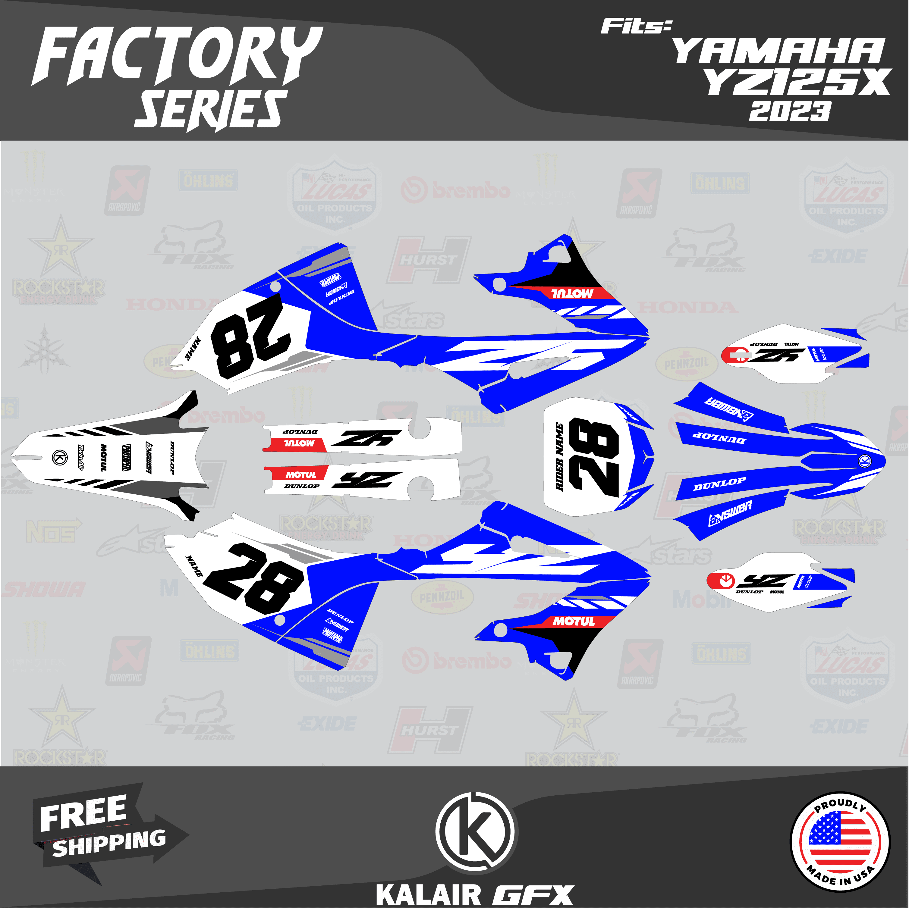 Kalair GFX Graphics Kit for Yamaha YZ125X (2023) Factory Series ...